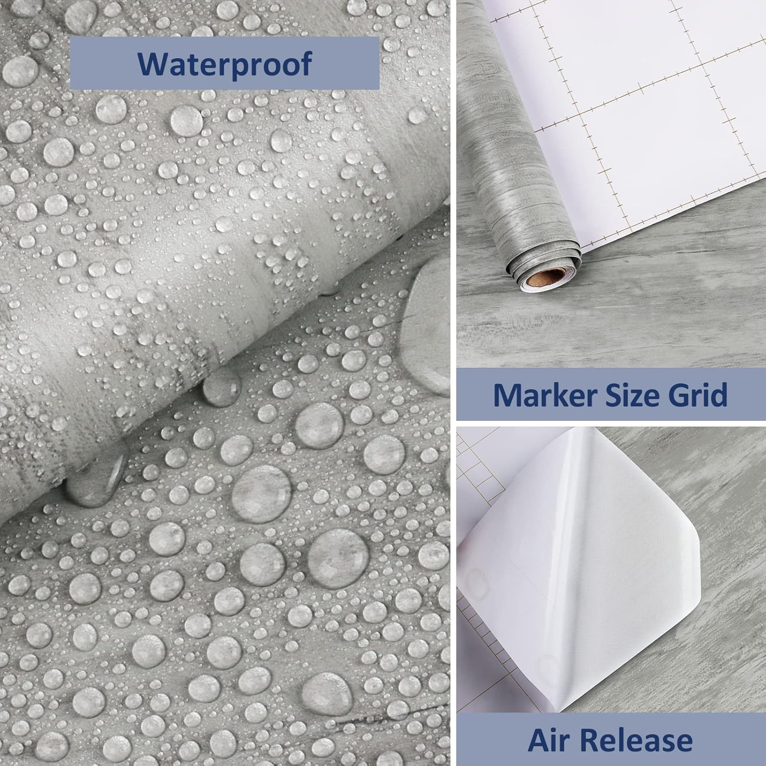 WESTICK Grey Wood Contact Paper Peel and Stick Countertops Gray Wood ...