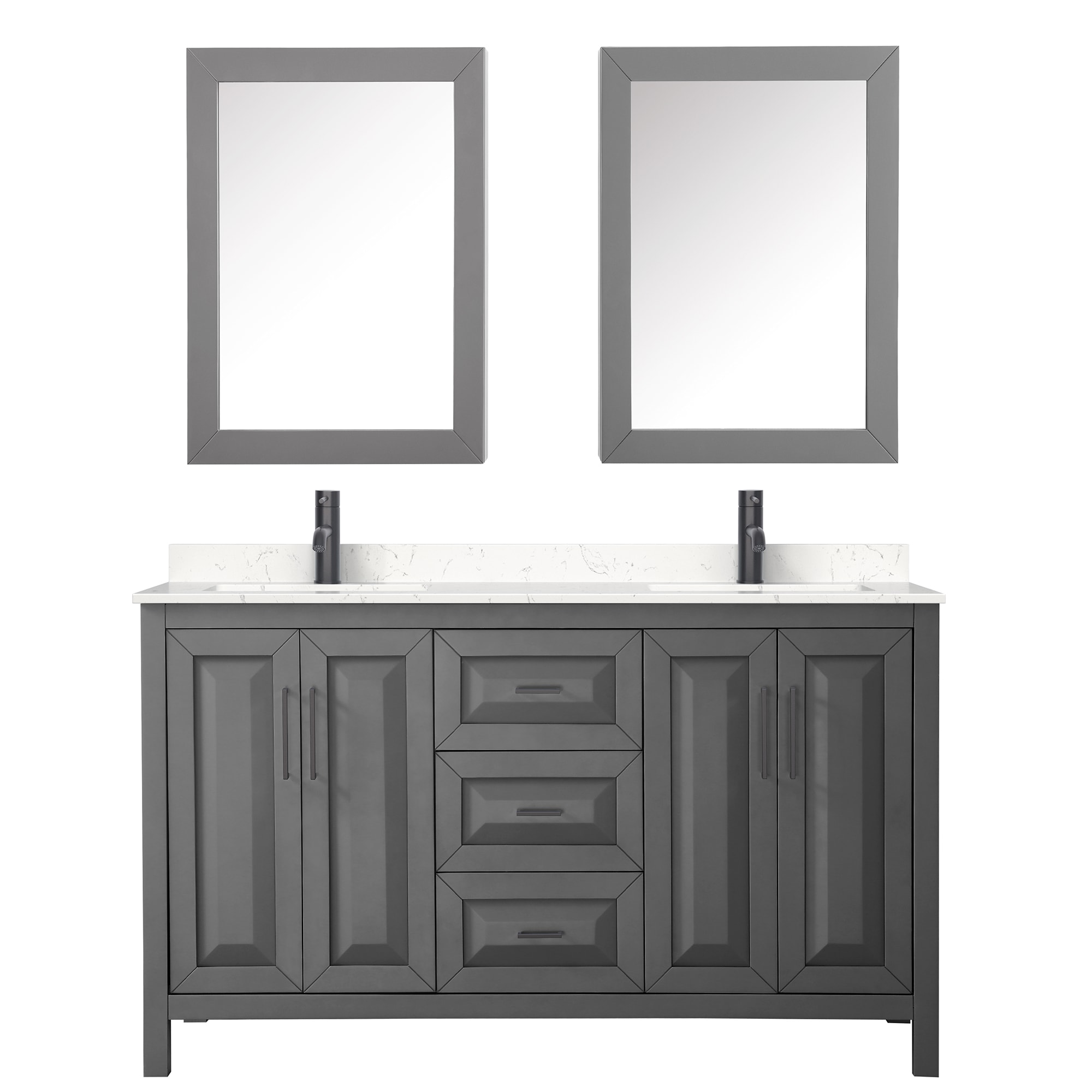 Wyndham Collection Daria 60-in Dark Gray with Matte Black Trim ...