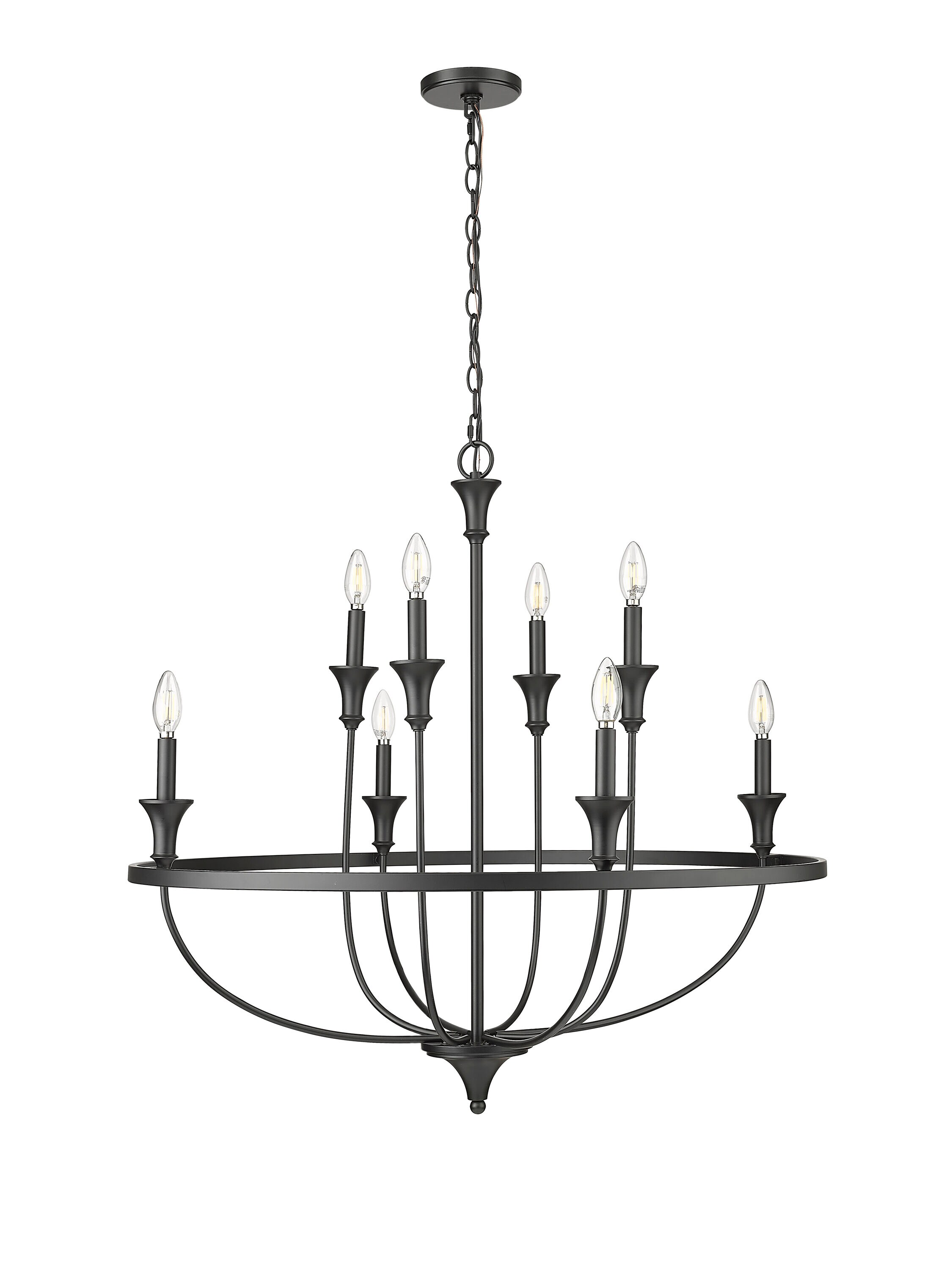 Millennium Lighting Emery 8-Light Matte Black Transitional Chandelier ...