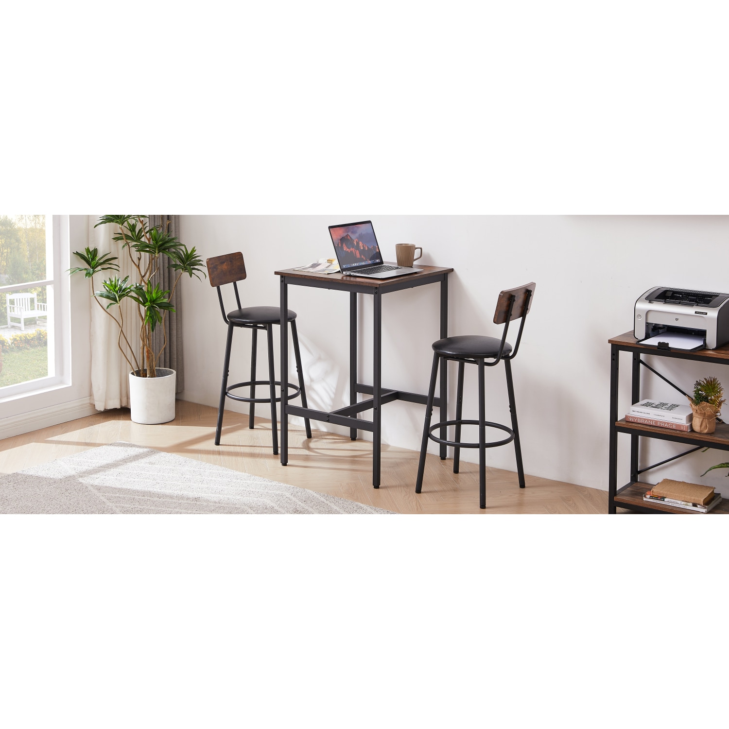 Streamdale Furniture Streamdale Rustic Brown Bar Table Set with 2 ...