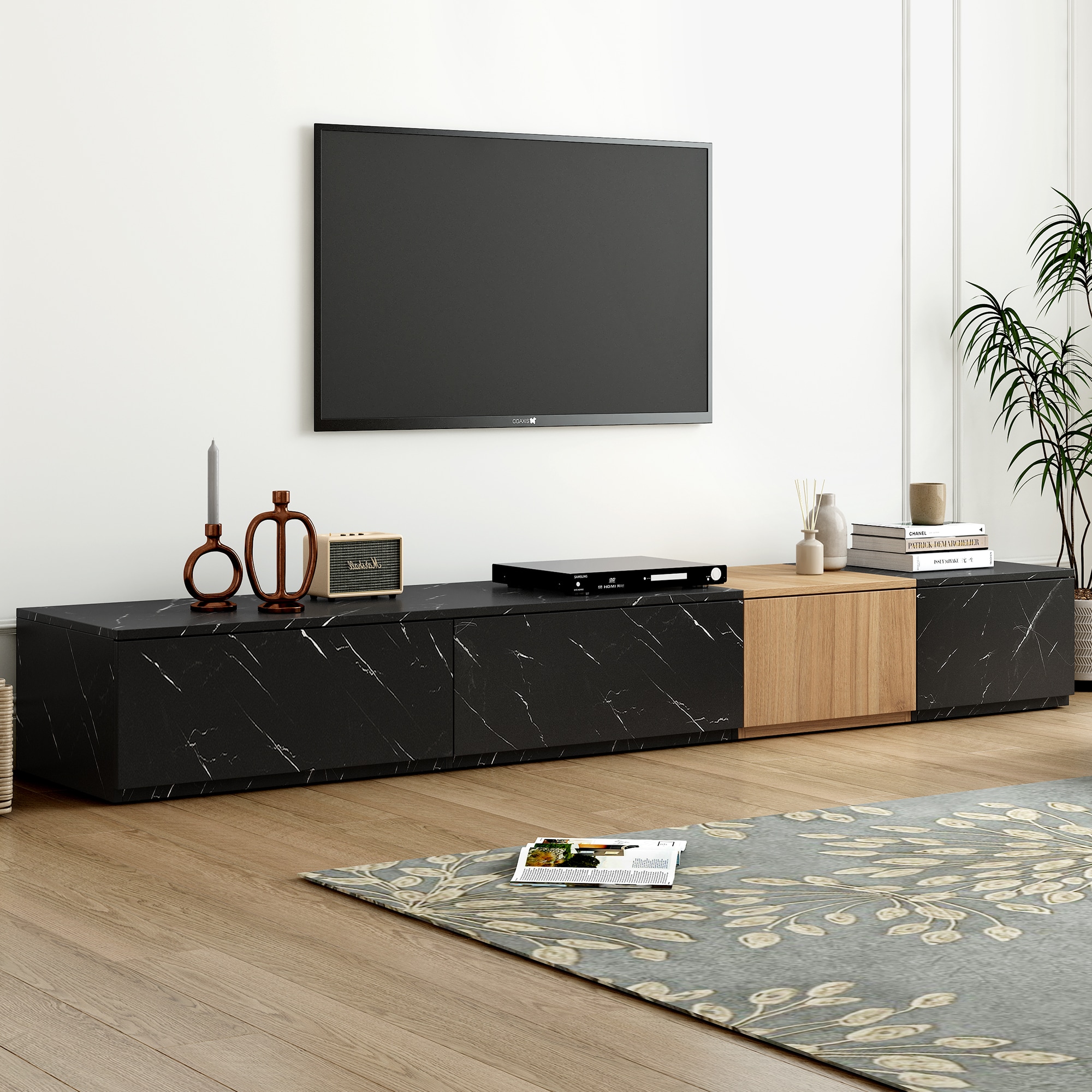 Clihome Free-Combination Entertainment Center Modern/Contemporary Black ...
