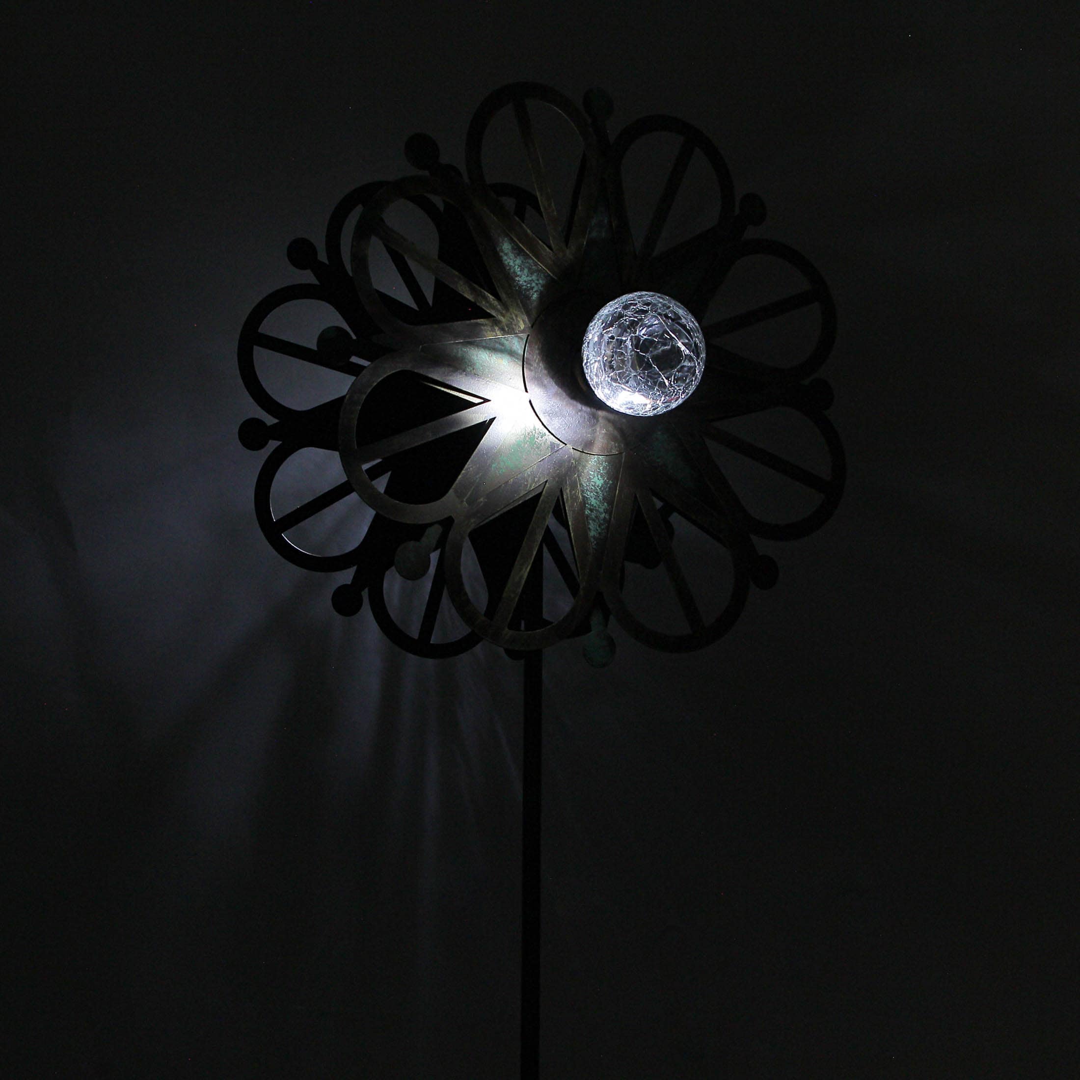 Things2Die4 36 Inch Metal Solar LED Kinetic Wind Spinner Outdoor Garden ...
