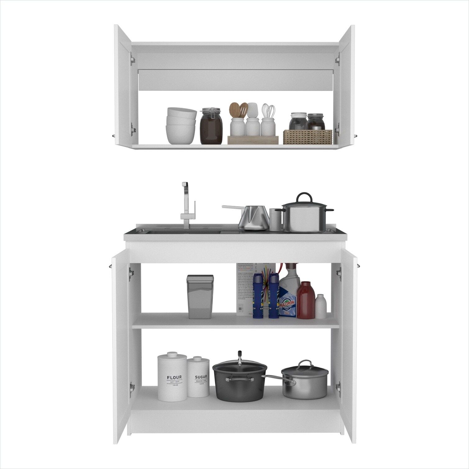 Naturefalls Two-Piece Cabinet Set Particle Board Crisp White ...