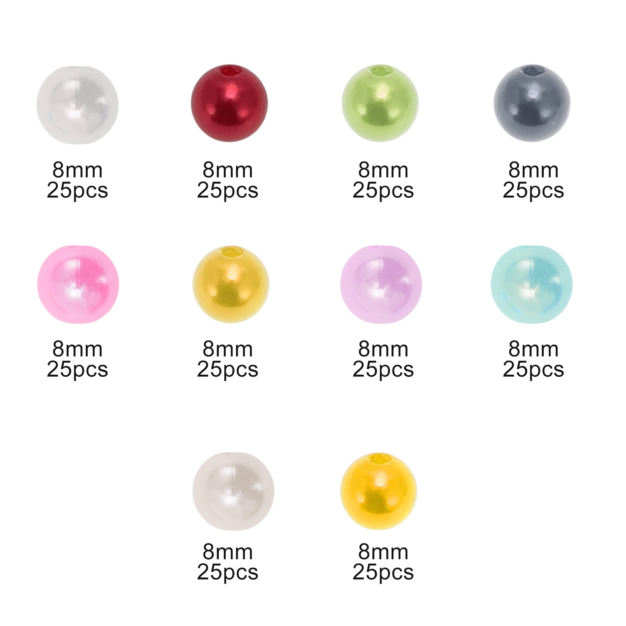 Unique Bargains 1 Set 250pcs 8mm Round ABS Beads for Bracelets Bracelet ...