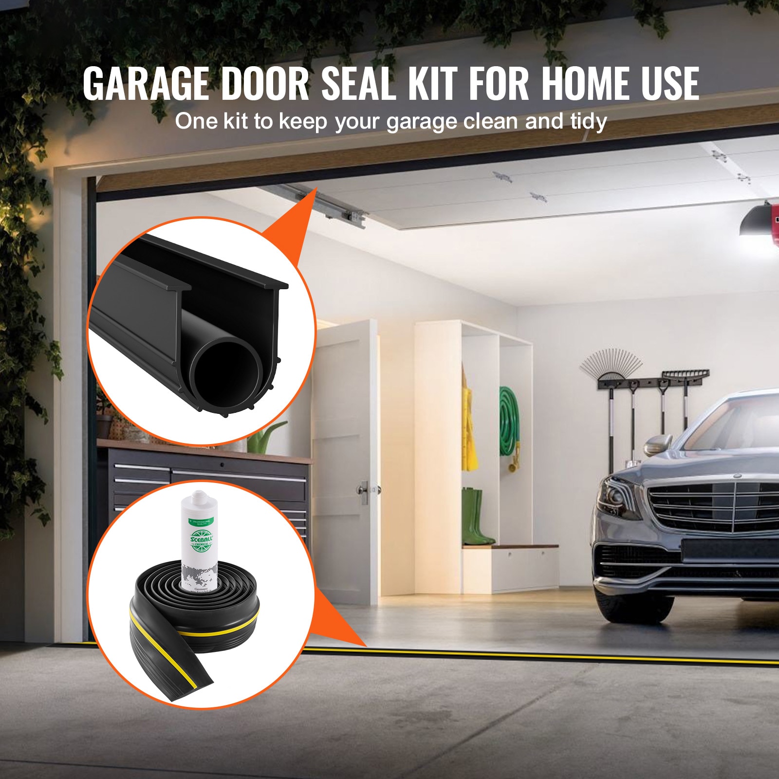 VEVOR Garage Door Threshold and Bottom Seals Kit 16 FT U Shape+O Ring ...