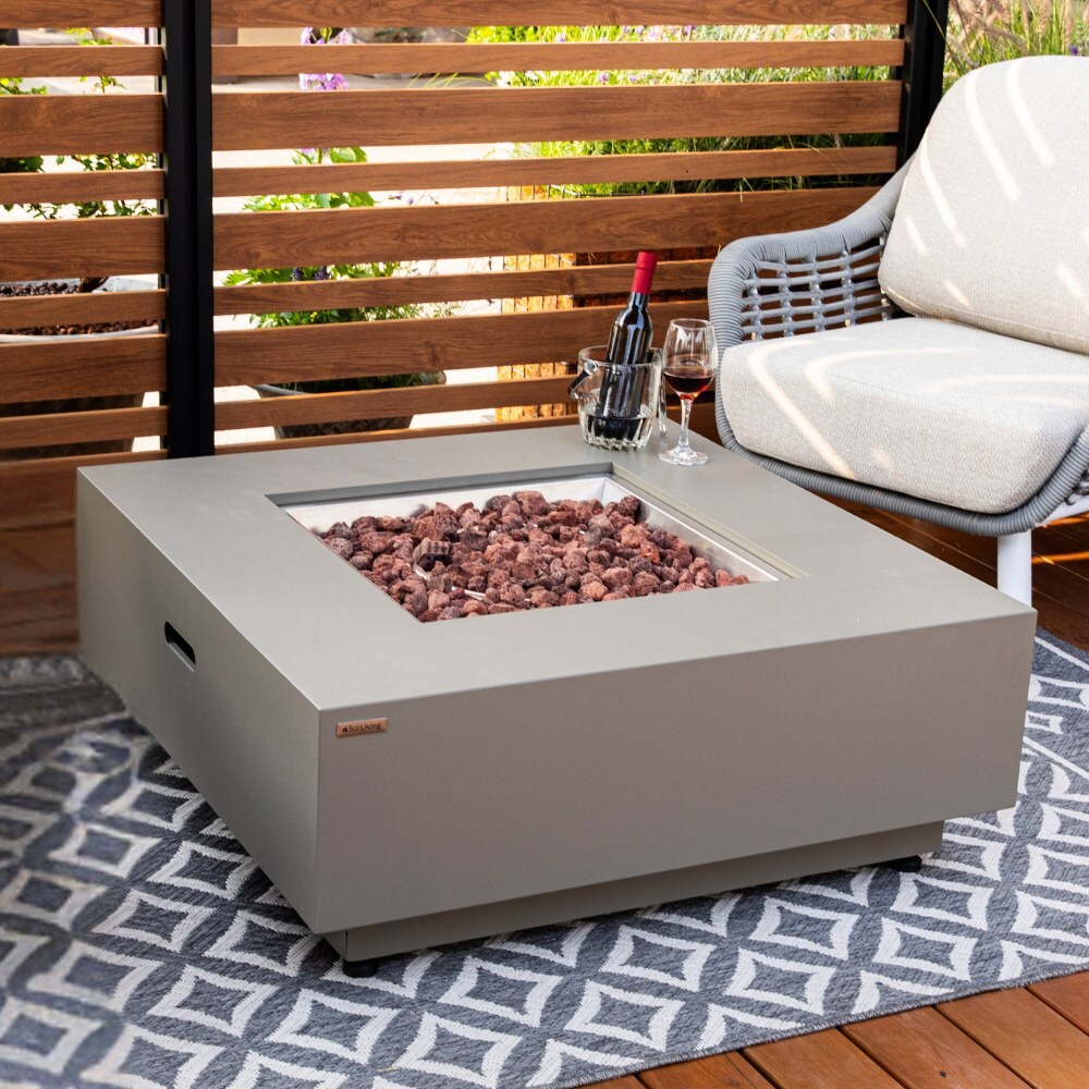 Sol Living 50000 -BTU Grey - Square - 36" x 36" Steel Liquid propane ...