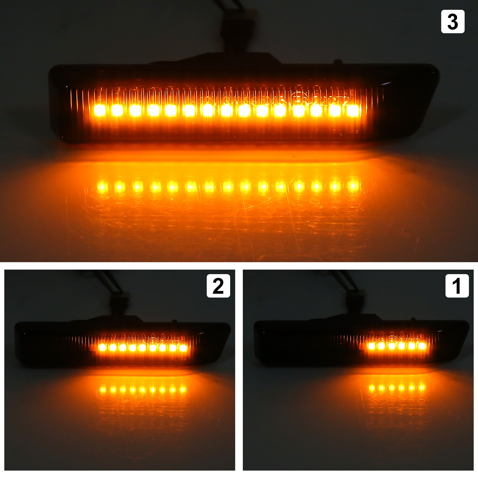 Unique Bargains Black Lens LED Amber Side Marker Lamp Turn Signal ...