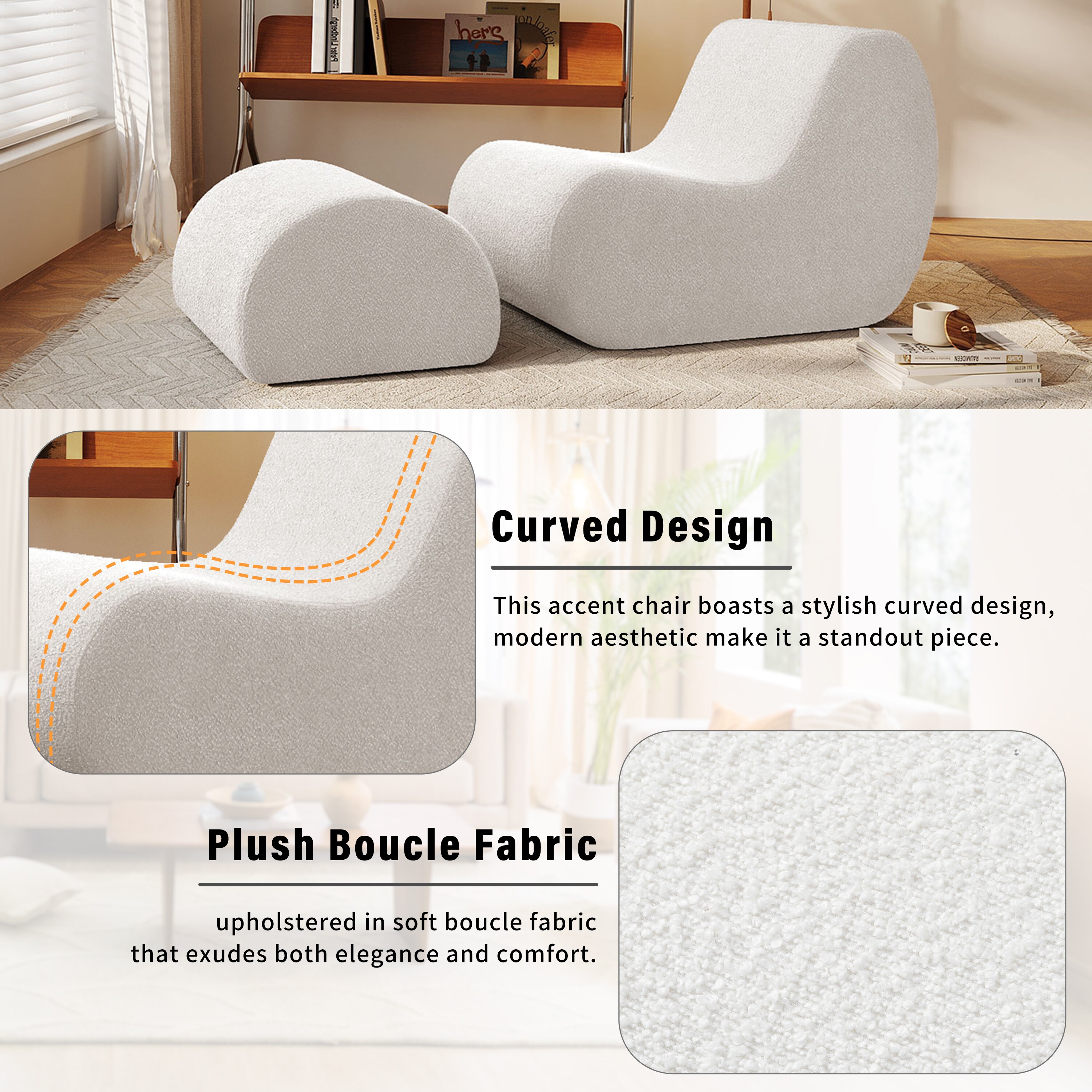 Christopher Knight Home Mirod Elegant Curved Design Accent Chair with ...