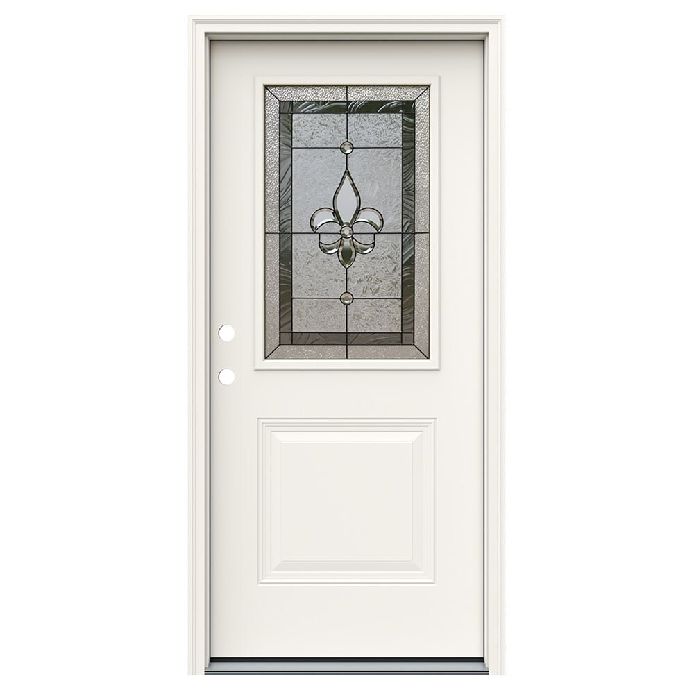 JELD-WEN Fleur de Lis 36-in x 80-in x 4-9/16-in Steel Half lite Right ...