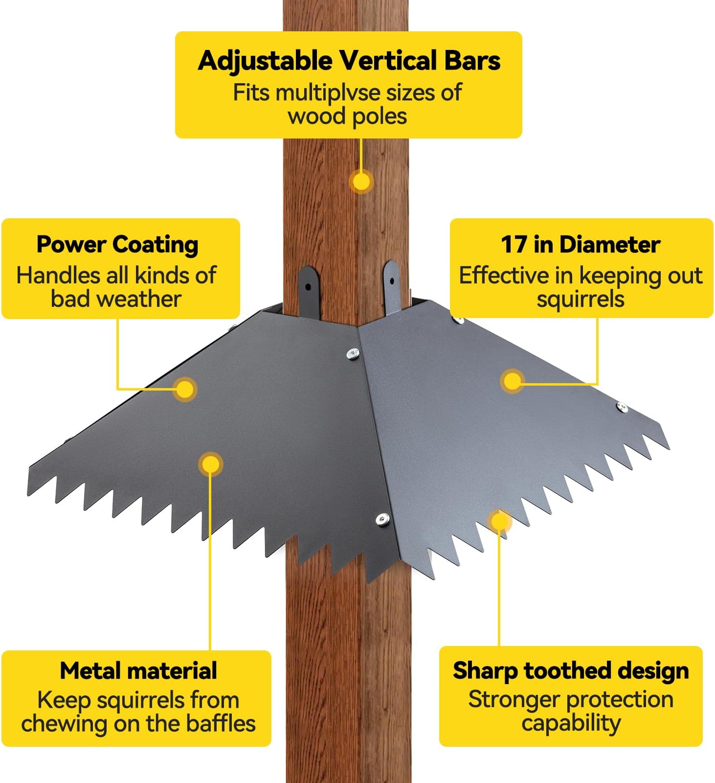 Afoxsos Metal Squirrel Baffle 17 Inch for 4x4 Post 1 Pc Outdoor Bird ...
