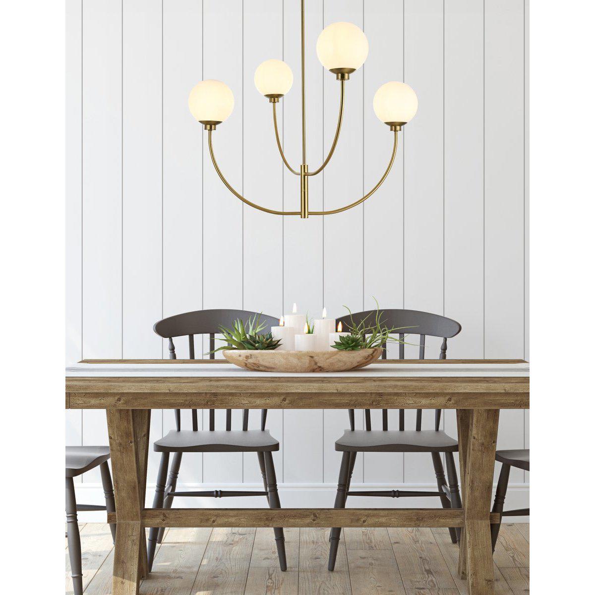 Elegant Lighting Living District LD814D36SG Nyomi 4 Light 36 inch Satin ...