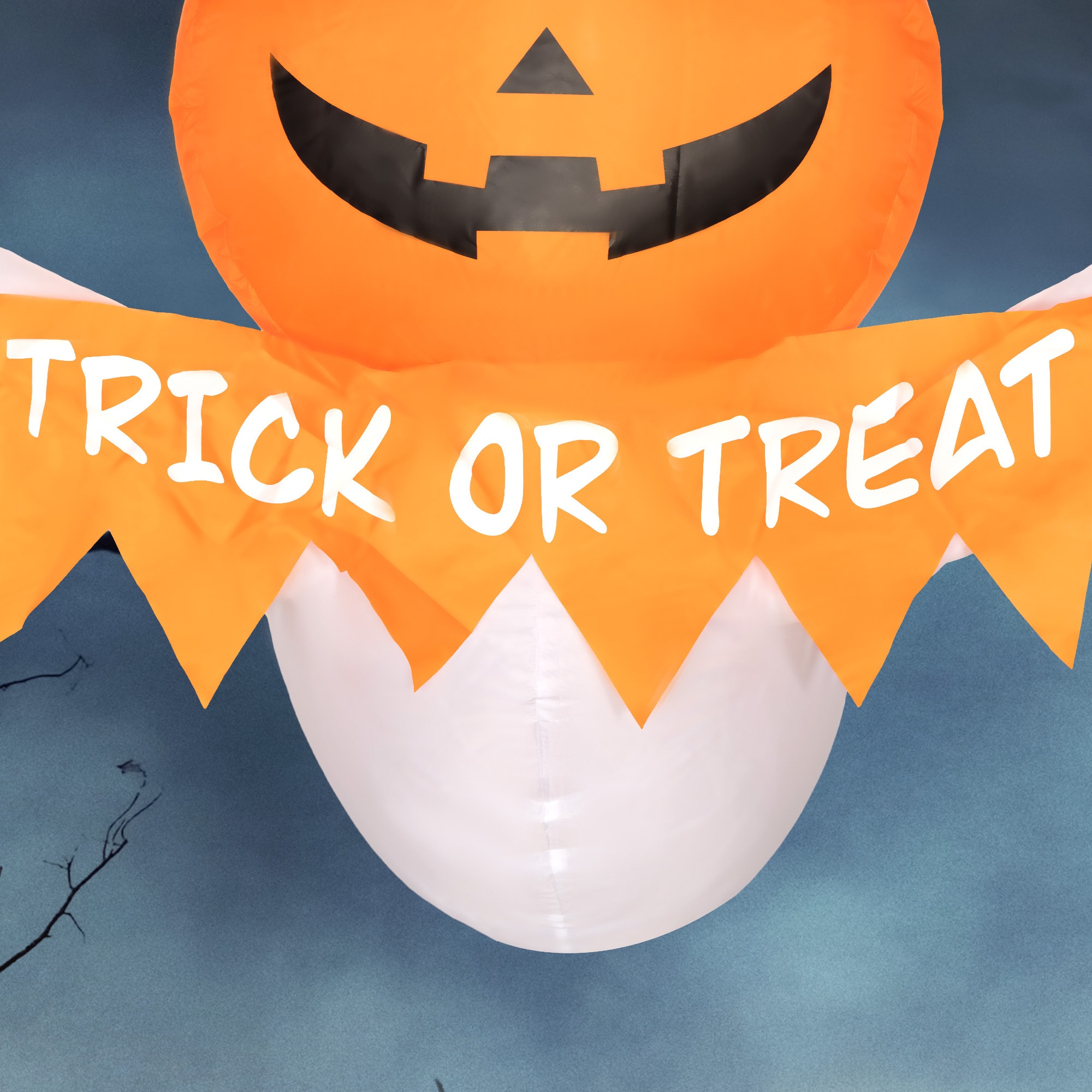 LOVMOR 3 ft Halloween Inflatables Window Sticker Ghost with Orange Face ...
