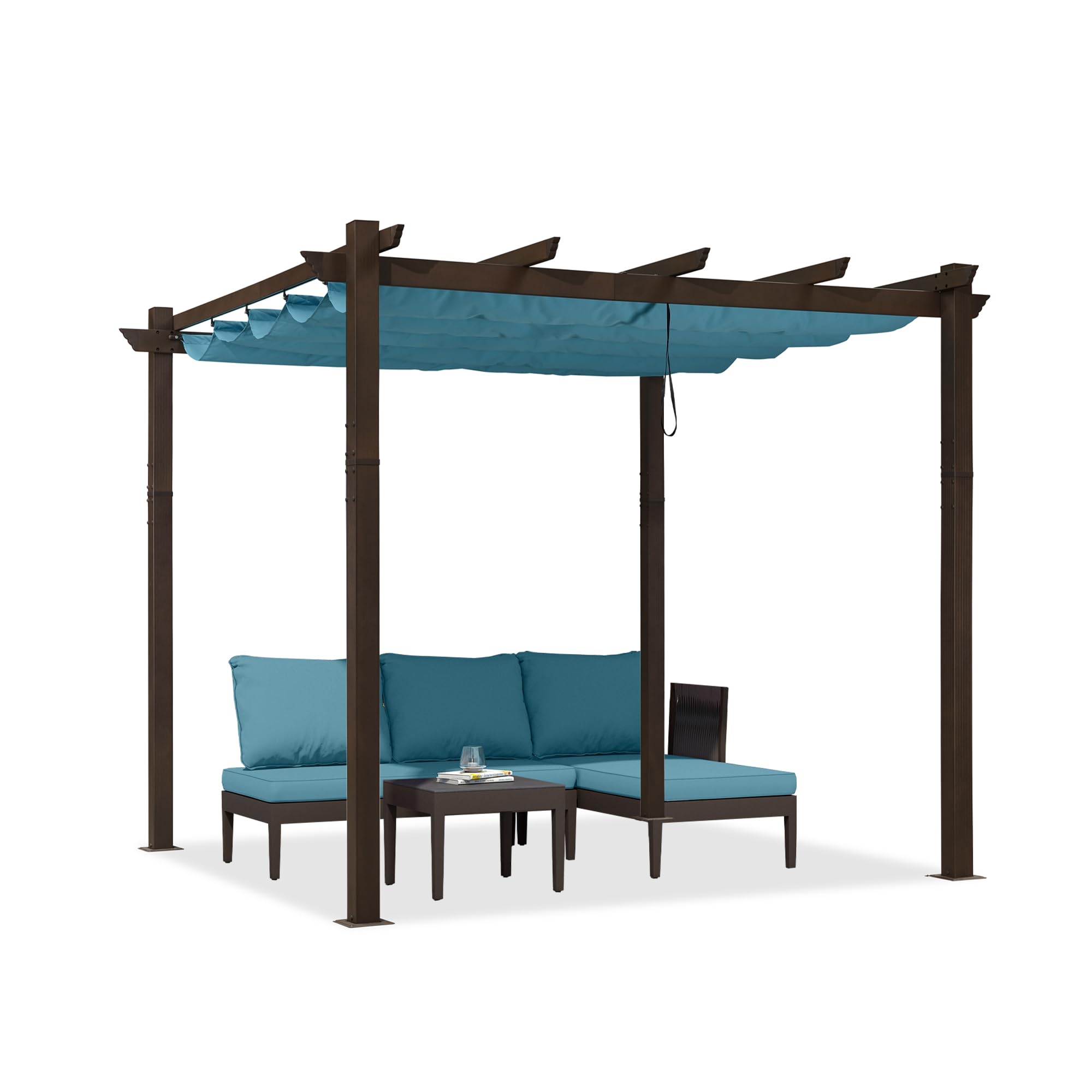 PURPLE LEAF Pergola 10-ft W x 10-ft L x 8-ft H Turquoise Blue Metal ...