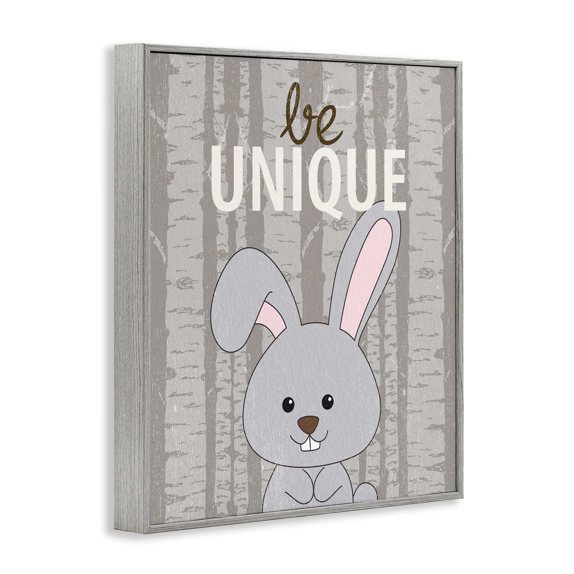 Stupell Industries Be Unique Woodland Bunny Gray Framed Giclee Art By ...