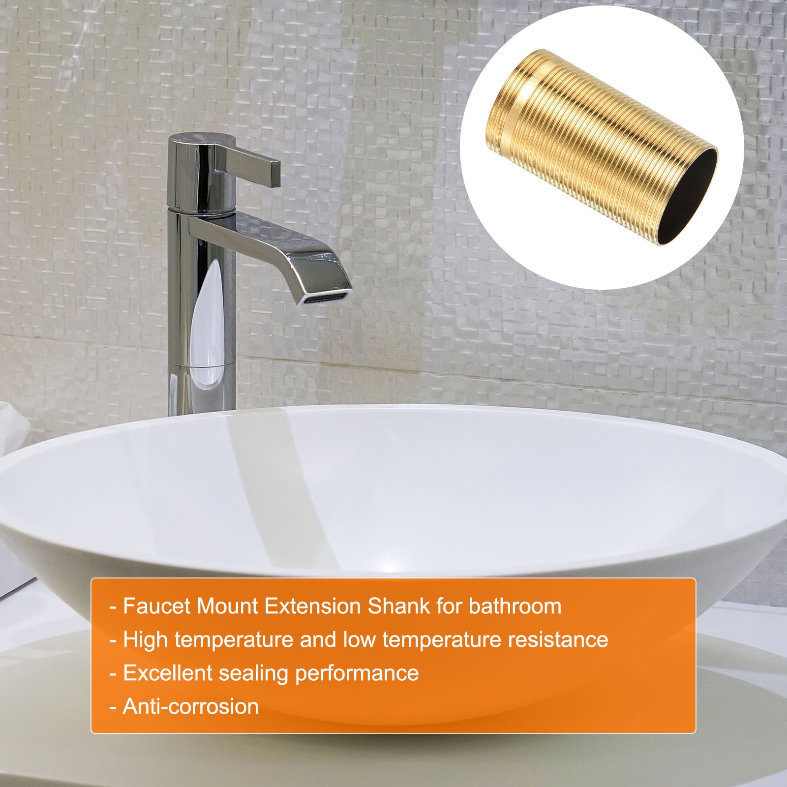 Unique Bargains 1pc 2.36 Inch x 1.22 Inch Faucet Mount Extension Shank ...