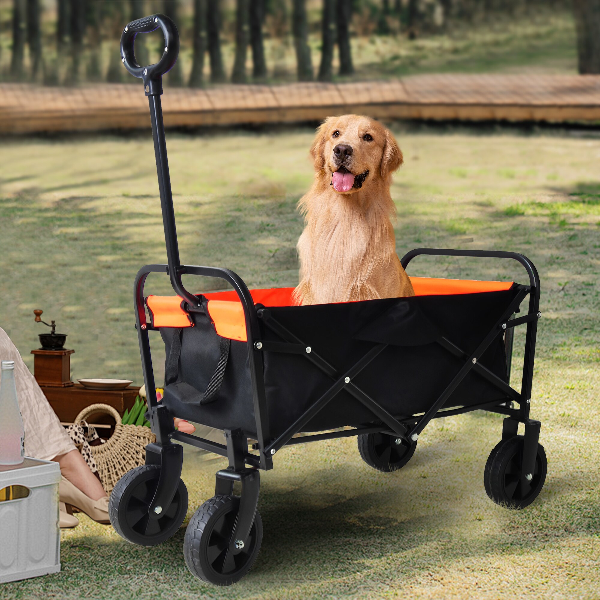 Fun Orange 2-cu ft Steel Folding Yard Cart in the Yard Carts department ...