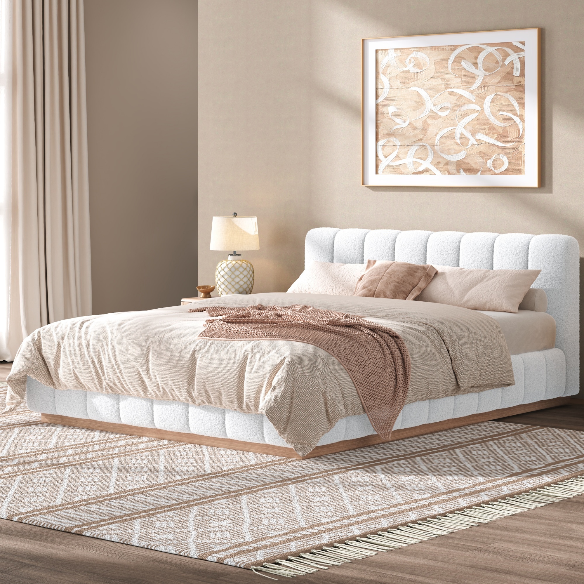 Christopher Knight Home Queen Size Boucle Upholstered Platform Bed ...
