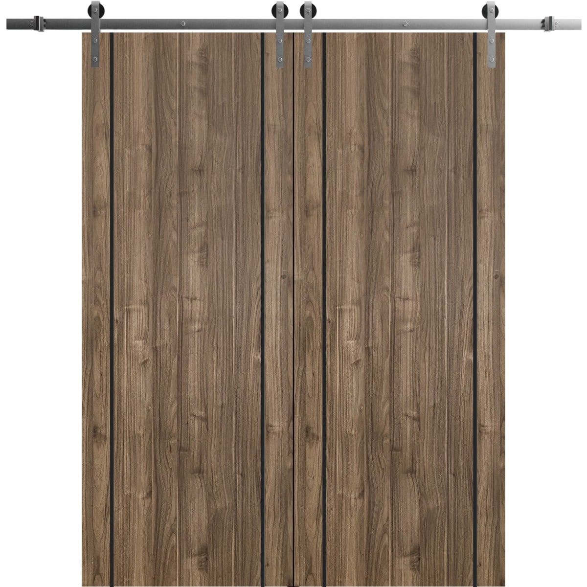 SARTODOORS Interior Double Barn Doors - Planum 0017 Walnut -Hangers ...