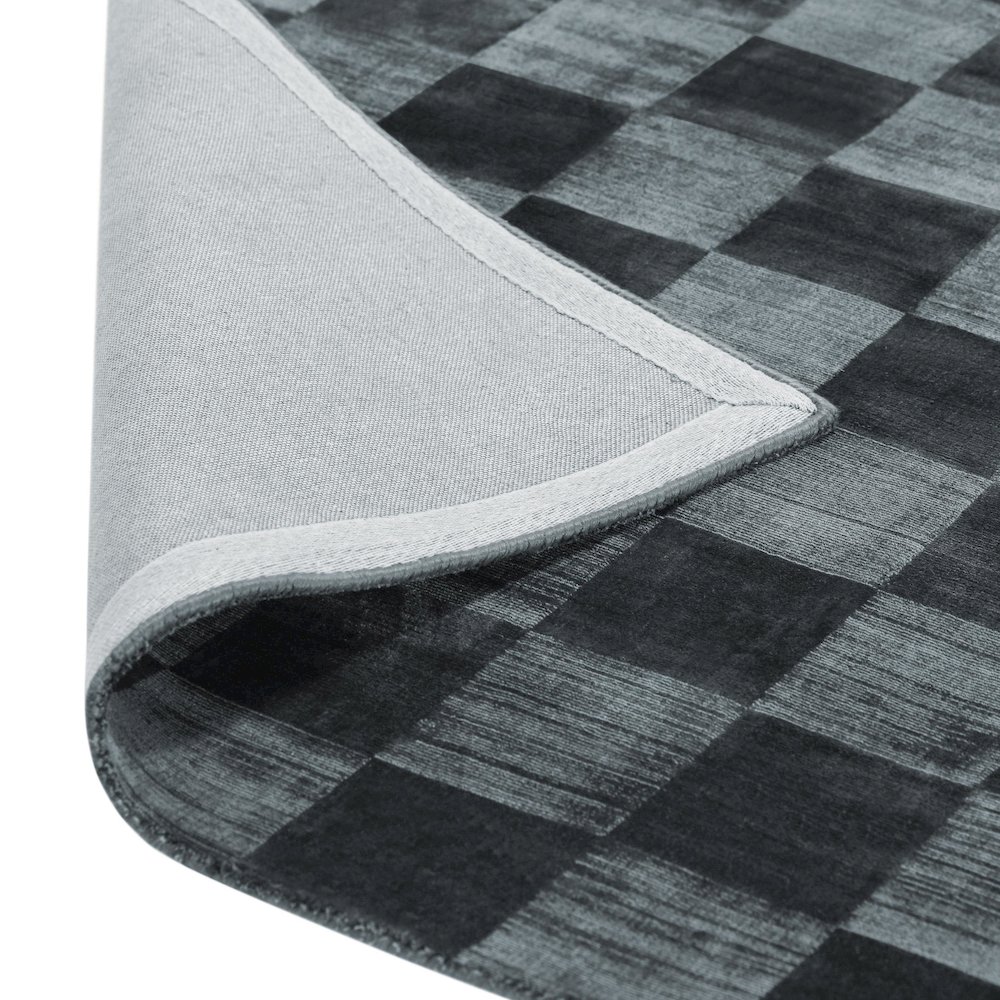 Classic Home Berlin 5'x8' Indoor Soft Fabric Handwoven Checkered Ink ...