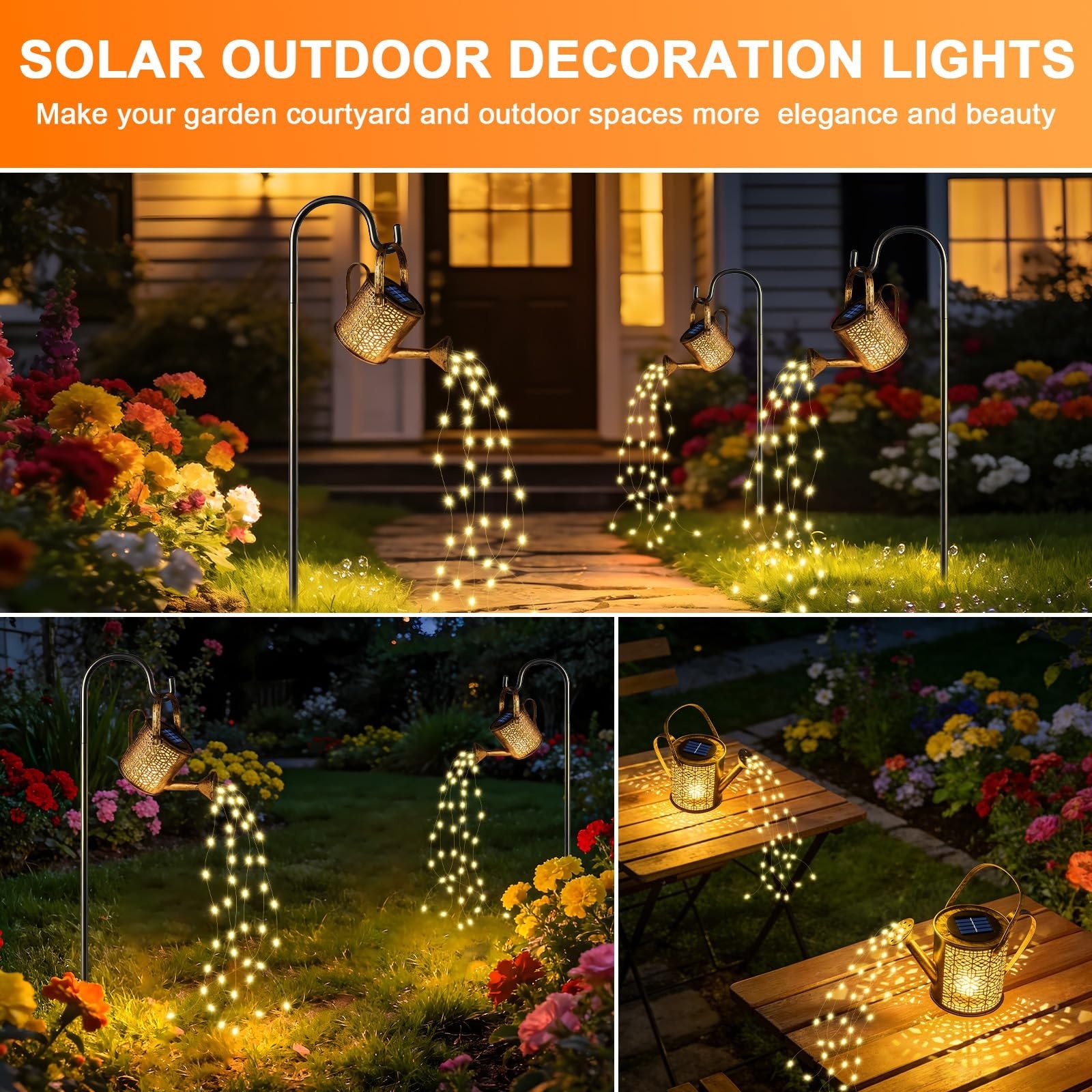 AOIZGMY 2 Pack Solar Watering Can Lights Outdoor Decorative Hanging ...