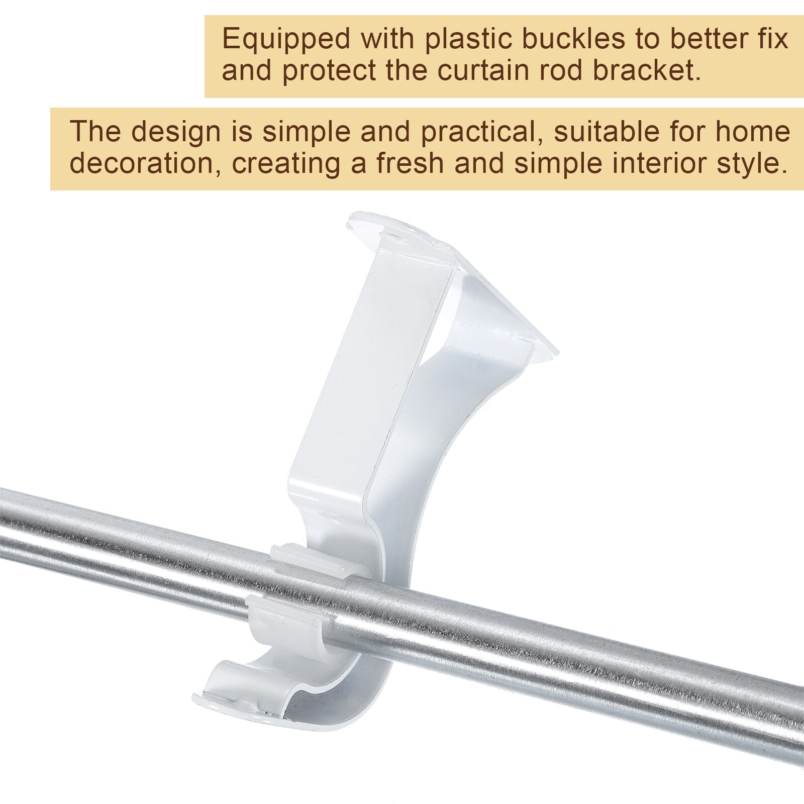 Unique Bargains 4Pcs Curtain Rod Bracket Wall Bracket Hook for 1 to 1.2 ...
