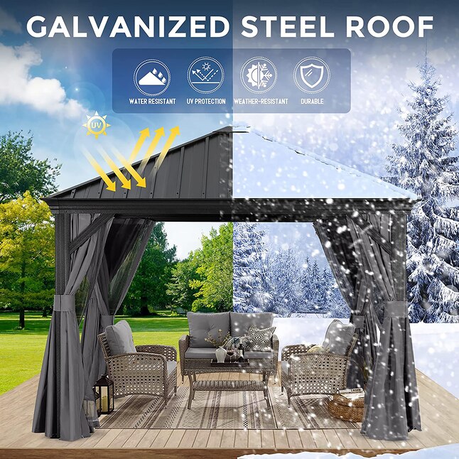 ABCCANOPY 10-Feet x 10-Feet Square Dark Gray Metal Steel Roof Permanent ... ABCCANOPY 10-Feet x 10-Feet Square Dark Gray Metal Steel Roof Permanent ...