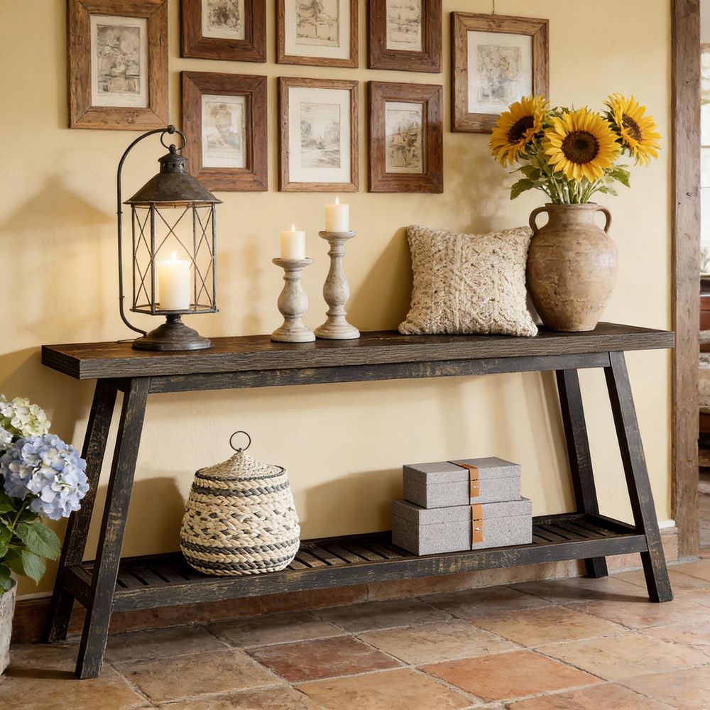 Blisstyle 2 Tier Sofa Table Console Table Side Table Farmhouse Long ...