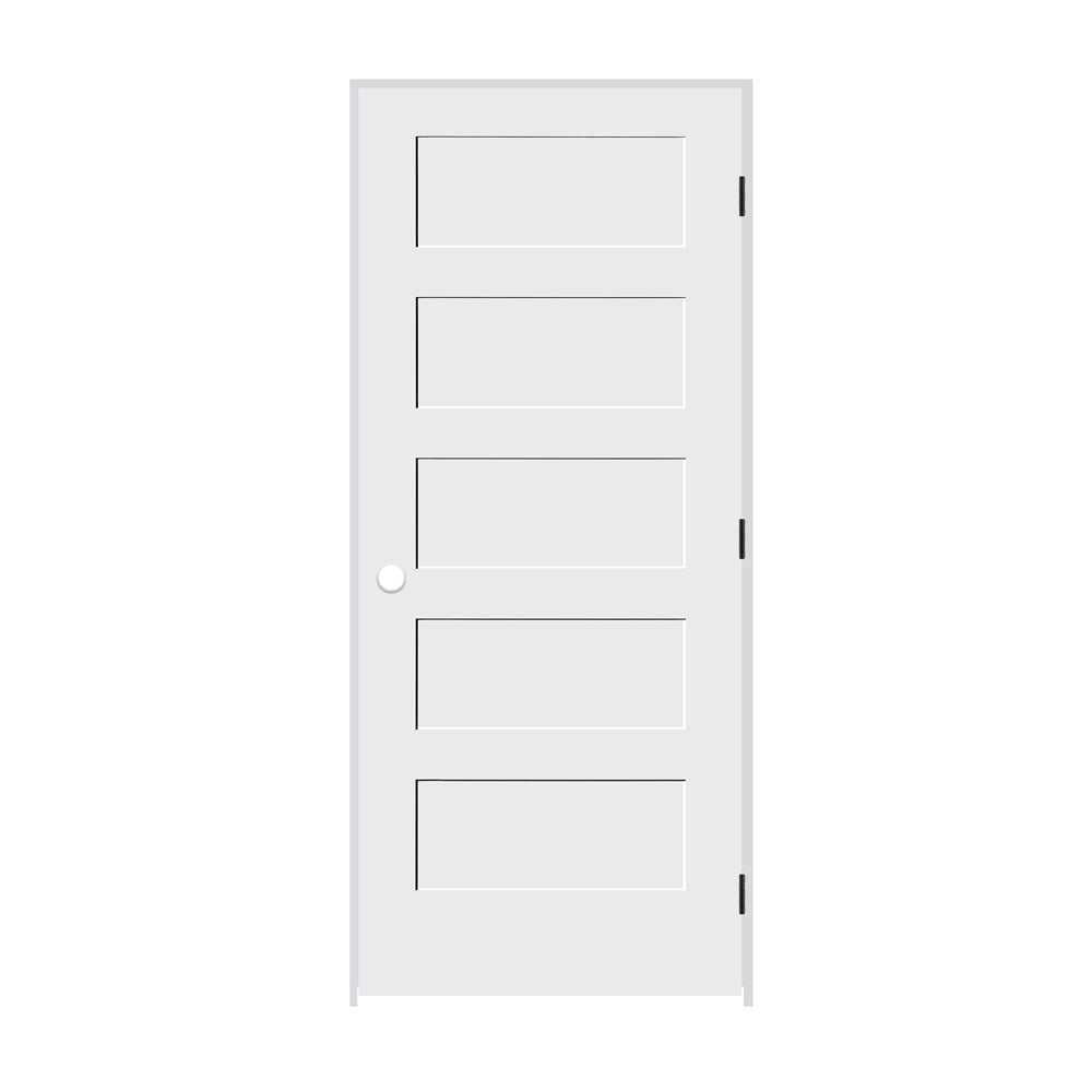 CODEL Doors 26 x 80 x 1-3/8 Primed 5-Panel Interior Shaker 4-9/16 LH ...