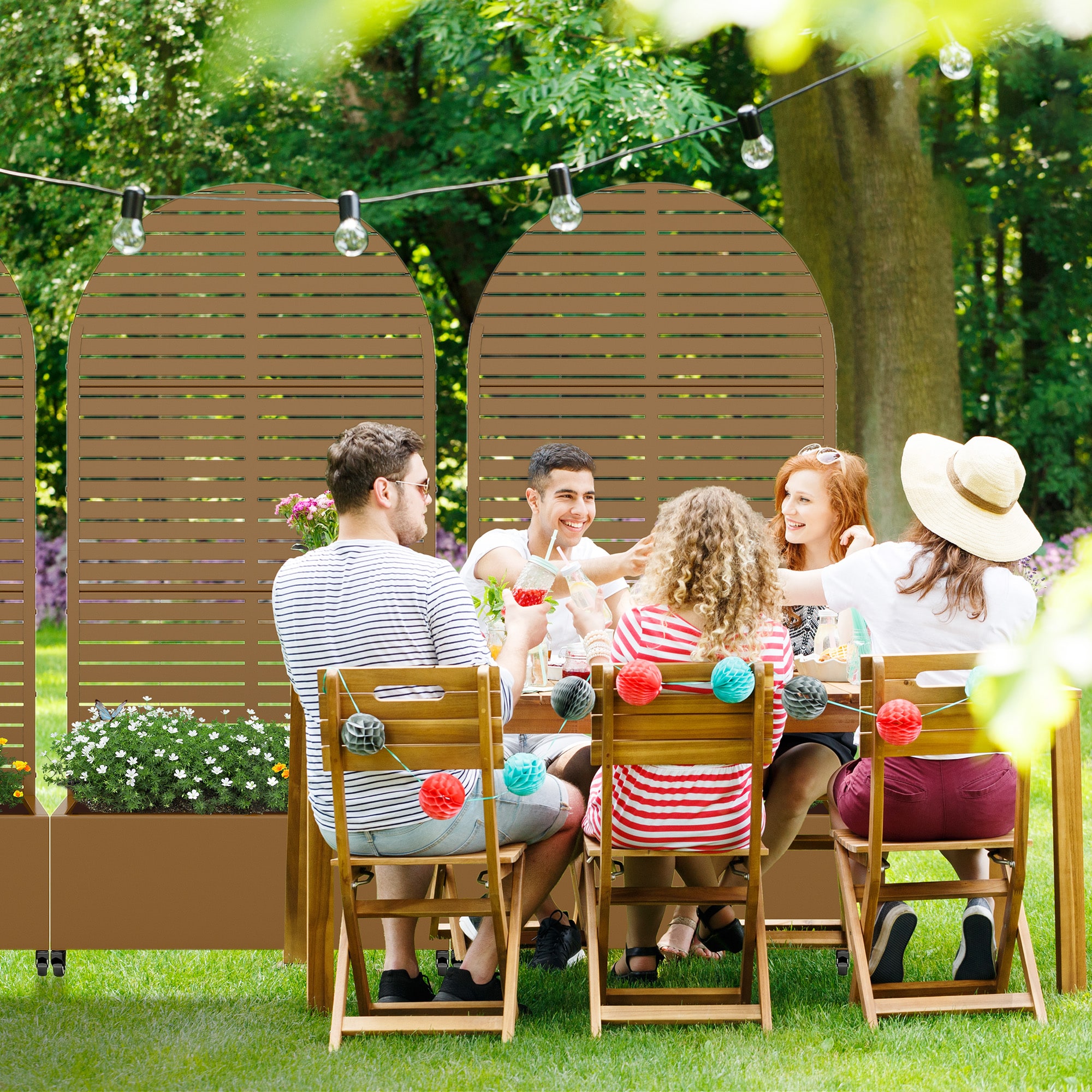 Misty Moon Brown 72 x 35 inch Arcuation Metal Outdoor Raised Planter ...