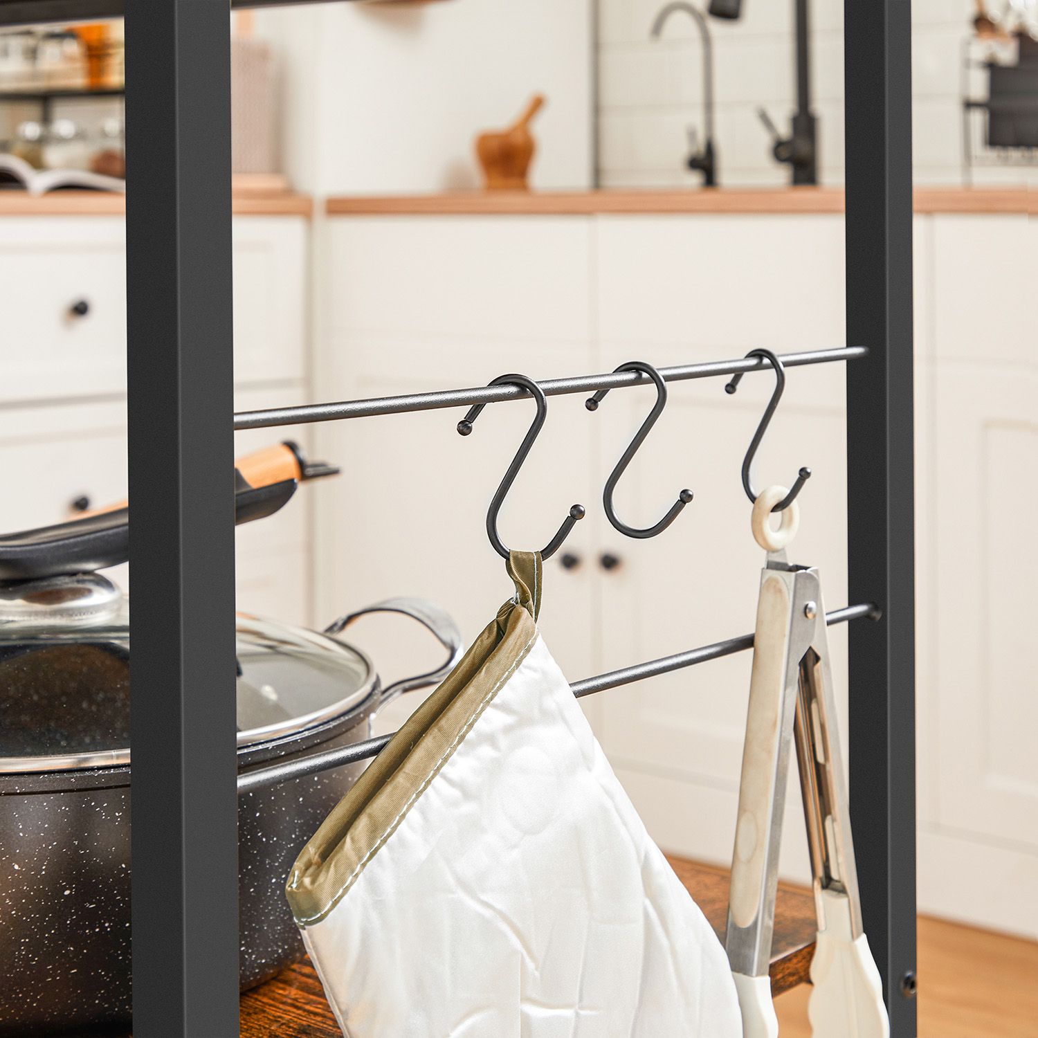 Slickblue Bakers Rack with 3 Shelves 6 Hooks Multi-Purpose Countertop ...