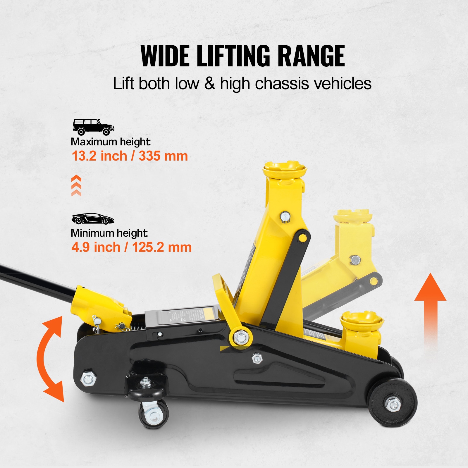 VEVOR Low Profile Floor Jack 2 Ton (4400 lbs) Heavy Duty Iron Hydraulic ...
