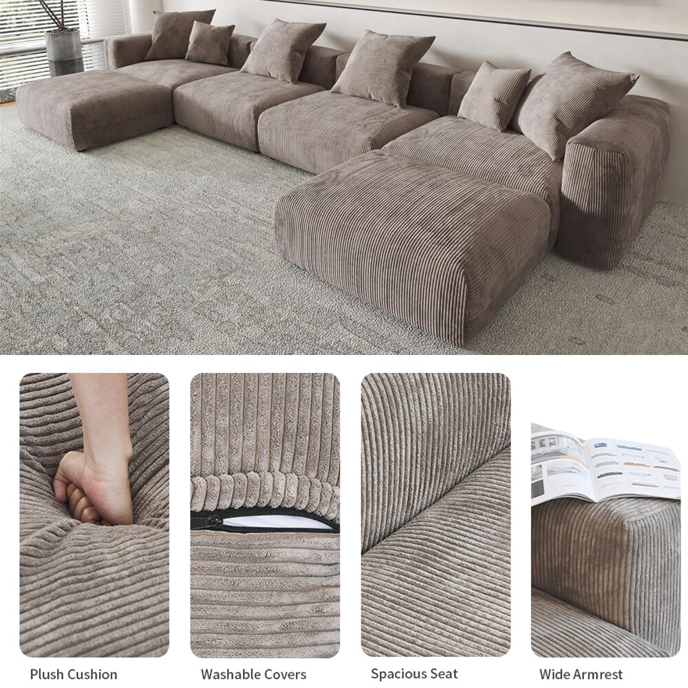 175-in Casual Beige Polyester/Blend Sectional in the Couches, Sofas ...
