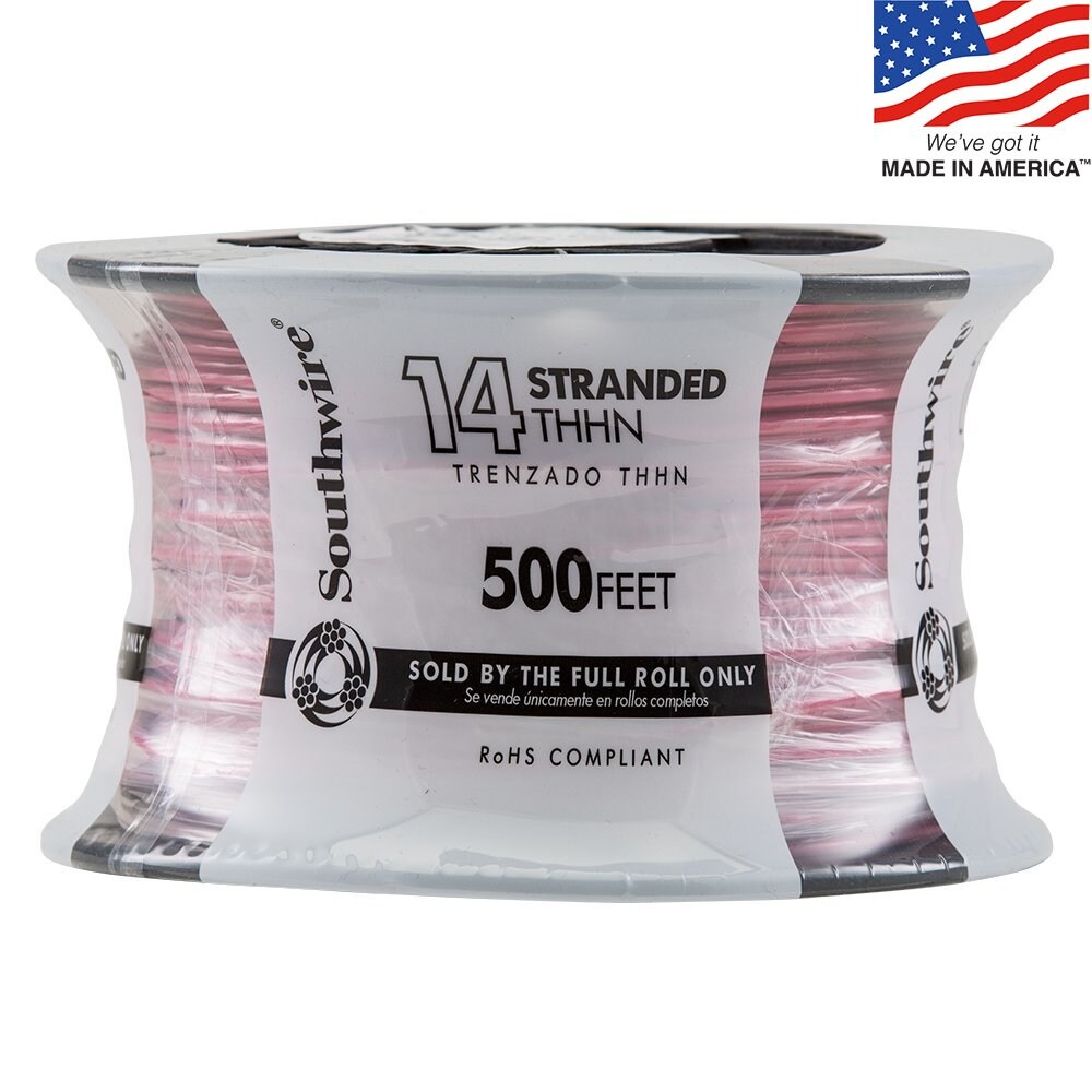 Southwire 500-ft 14 -AWG Red Stranded Copper THHN wire ( By-the-roll ...