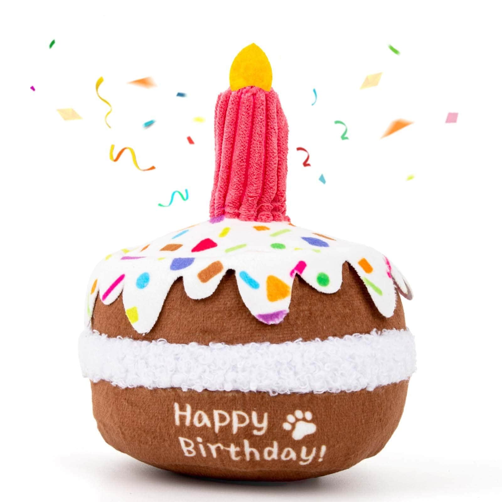 AOIZGMY Squeaky Plush Dog Birthday Cake Toy for Small and Medium Dogs ...