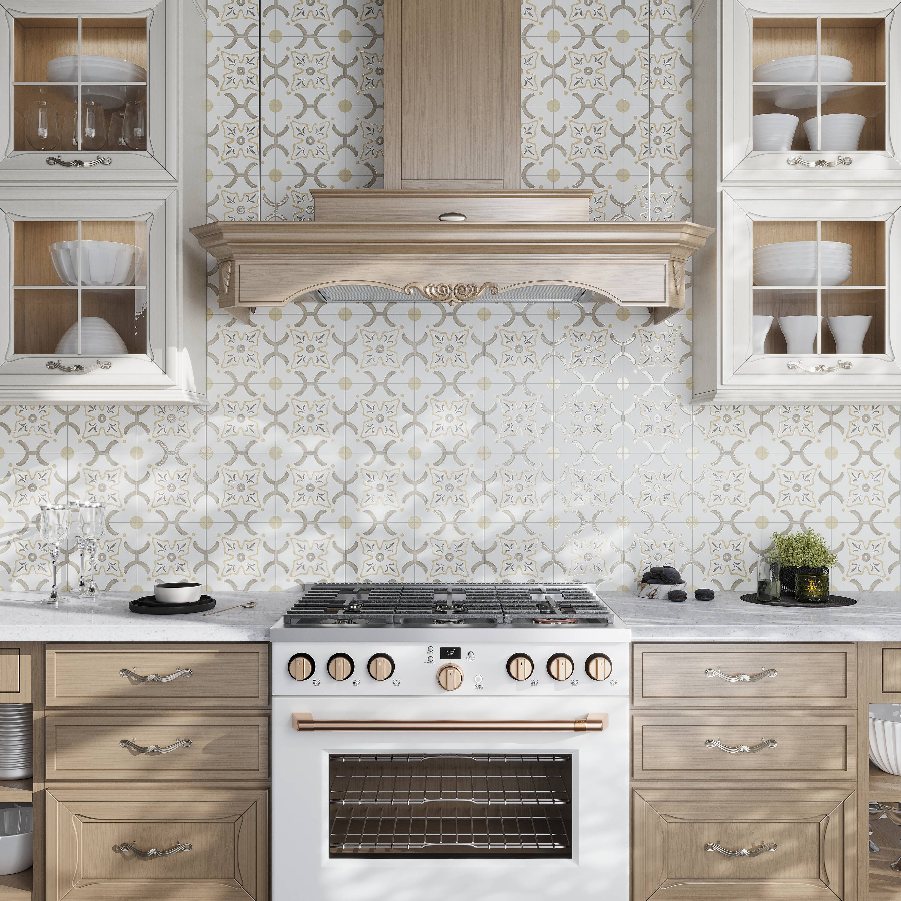 Apollo Tile Sample - Palmera Purple, White, Yellow 9-in x 9-in Multi ...