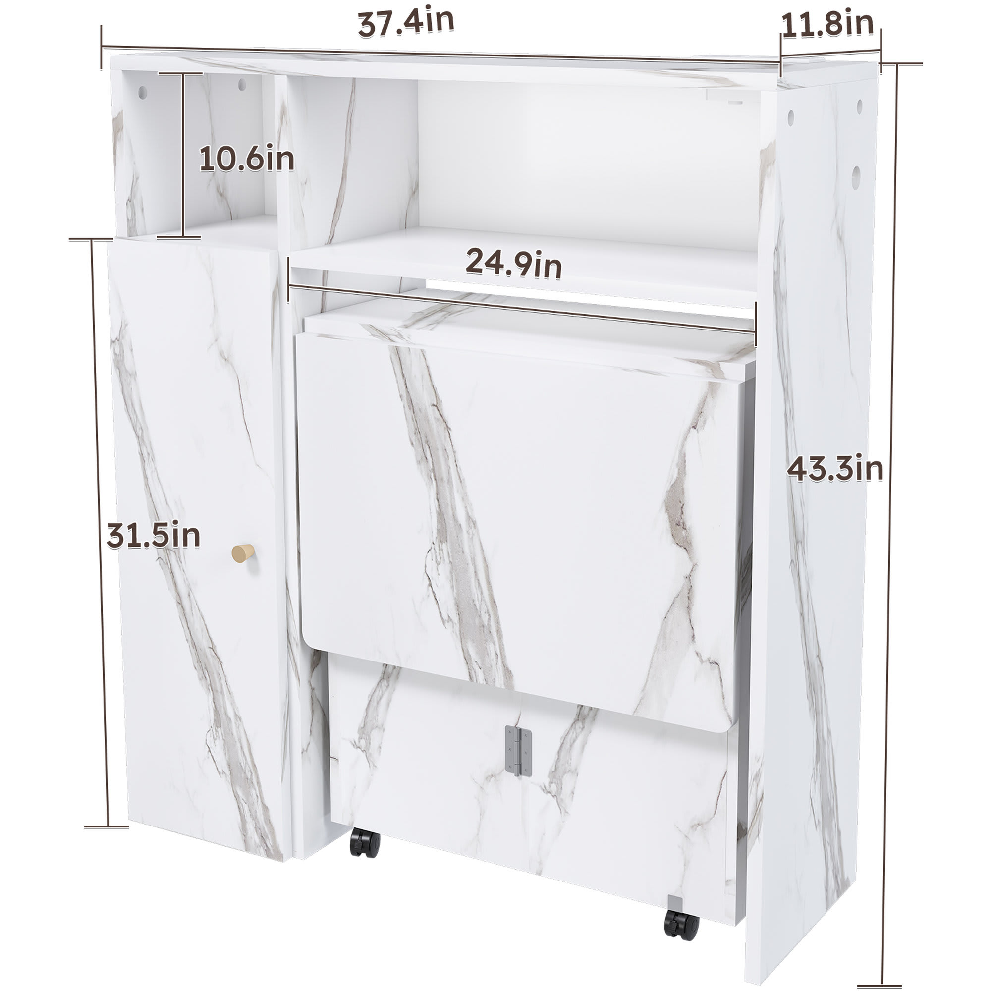 Etokfoks Folding Dining Table with Wall Mounted Sideboard Storage ...