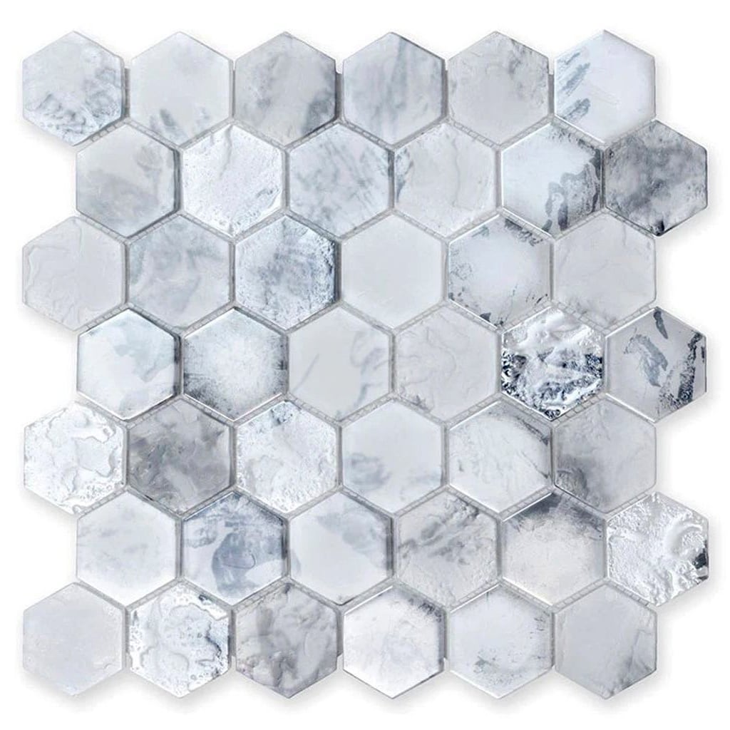 Apollo Tile Sample - Verre White 4-in x 5-in Matte Porcelain Hexagon ...