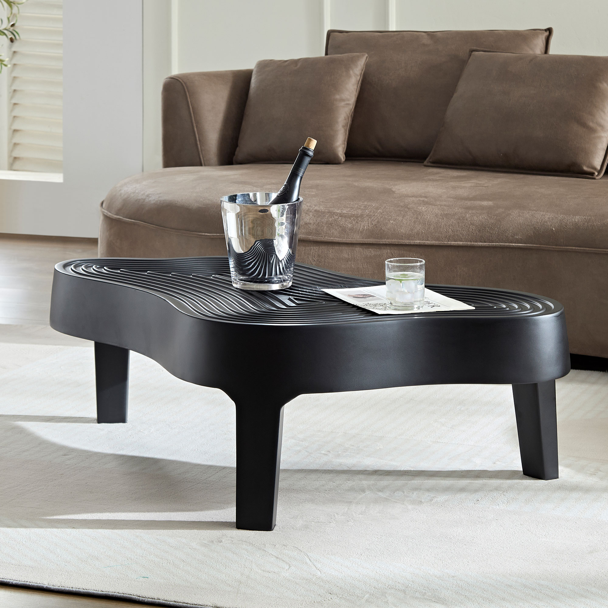 LUXEYARD 47 Inch Fiberglass Cloud Coffee Table For Living Room Matte ...