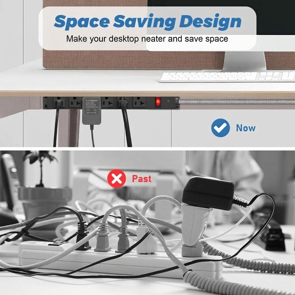 AOIZGMY 1 Piece 20 Amp Surge Protector Power Strip Wall Mountable 6 ...