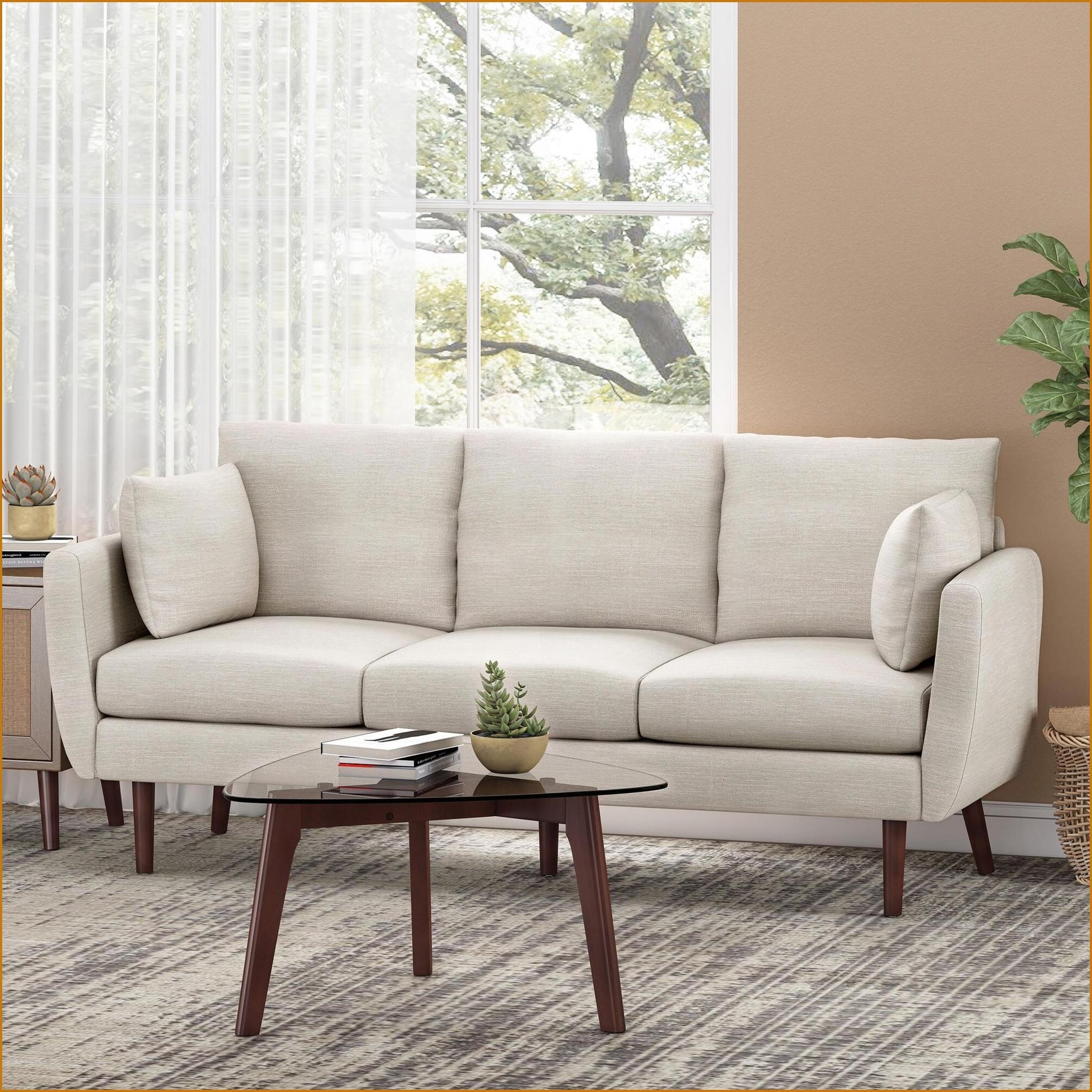 Watnature Sofas 3-Seater Contemporary Living Room Sofa Beige Fabric in ...