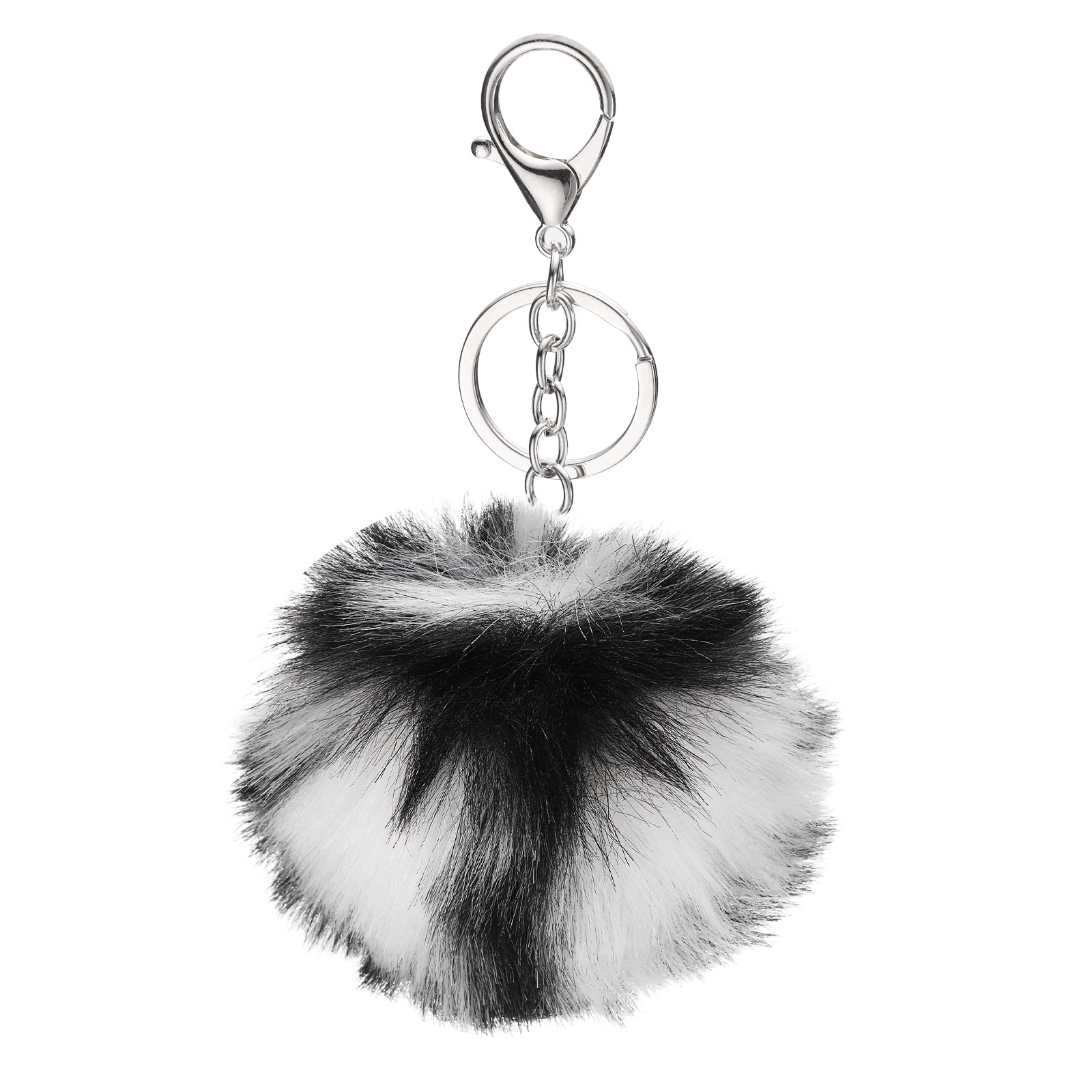 PATIKIL Pom Pom Keychain 8 cm Soft Cute Fluffy Ball Key Ring with ...