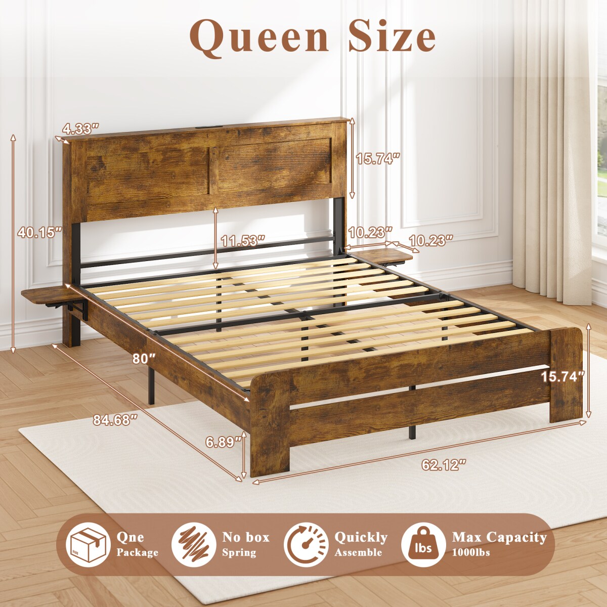 Streamdale Furniture Streamdale Farmhouse Queen Bed Frame with Storage ...