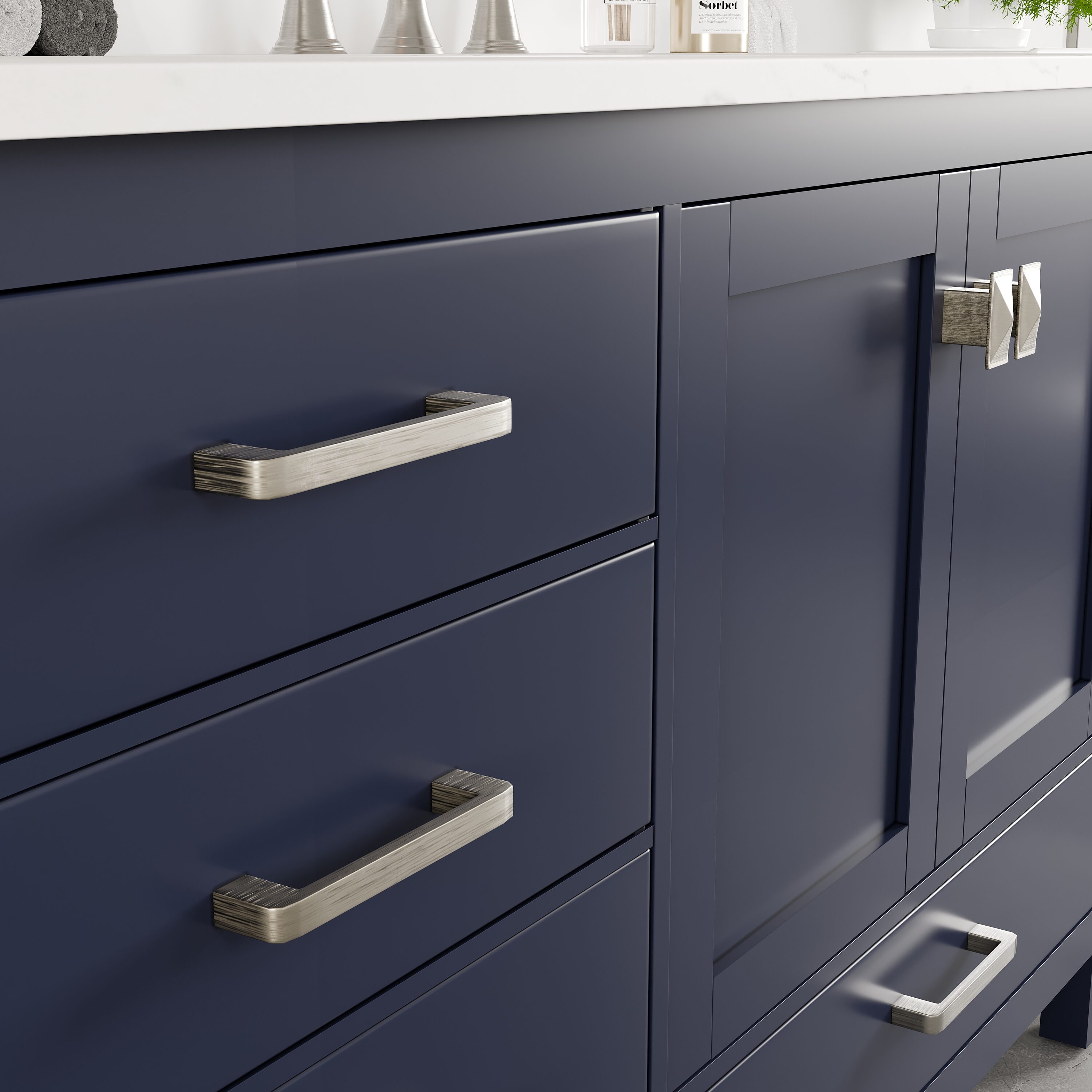 Eviva Aberdeen 84-in Blue Undermount Double Sink Bathroom Vanity with ...