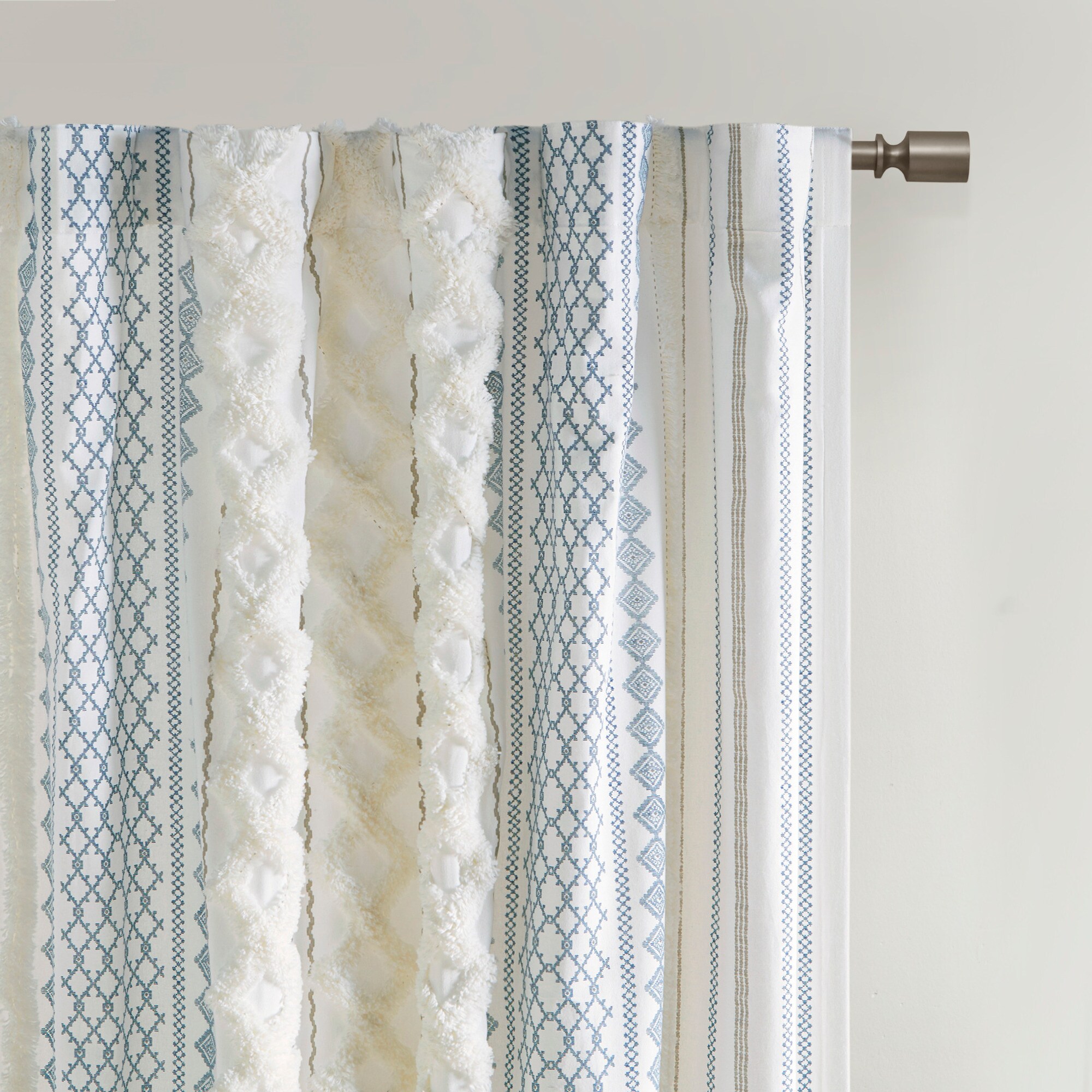 LOVMOR Cotton Printed Curtain Panel Chenille Stripe Lining 50x108 in ...