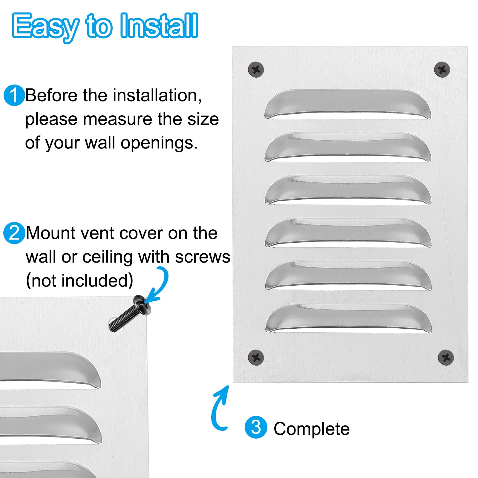 PATIKIL 8 x 4inch Aluminum Vent Cover Screen Air Grille Ventilation ...
