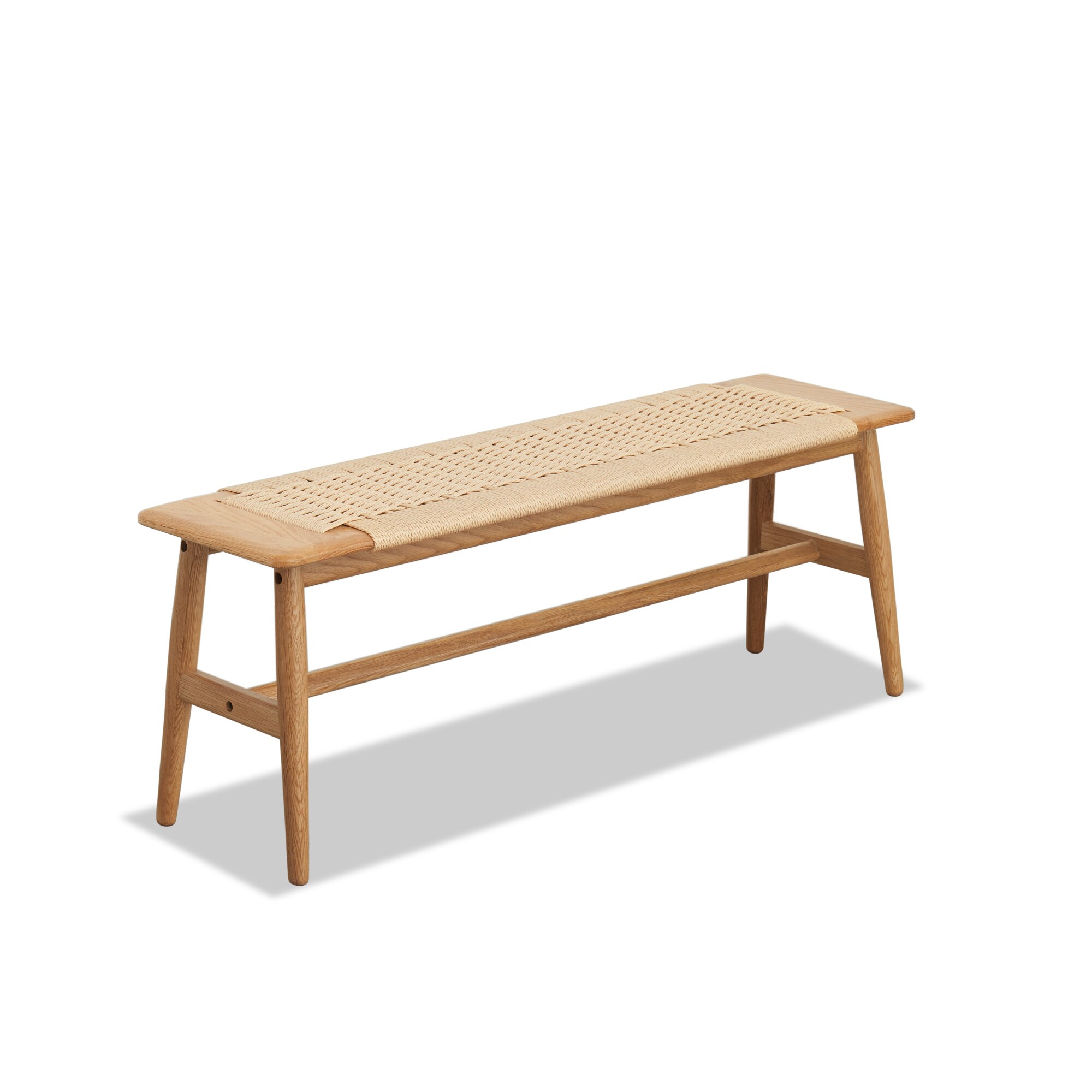 LUXEYARD 1.2 m Woven Design Natural Oak Wood Dining Bench in the ...