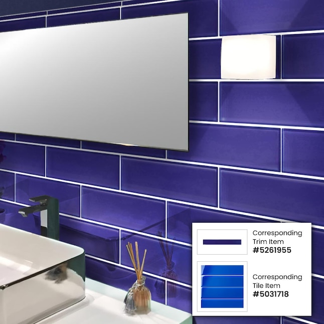 Apollo Tile Colorway Royal Blue 3 In X 12 In Glossy Glass Brick Subway