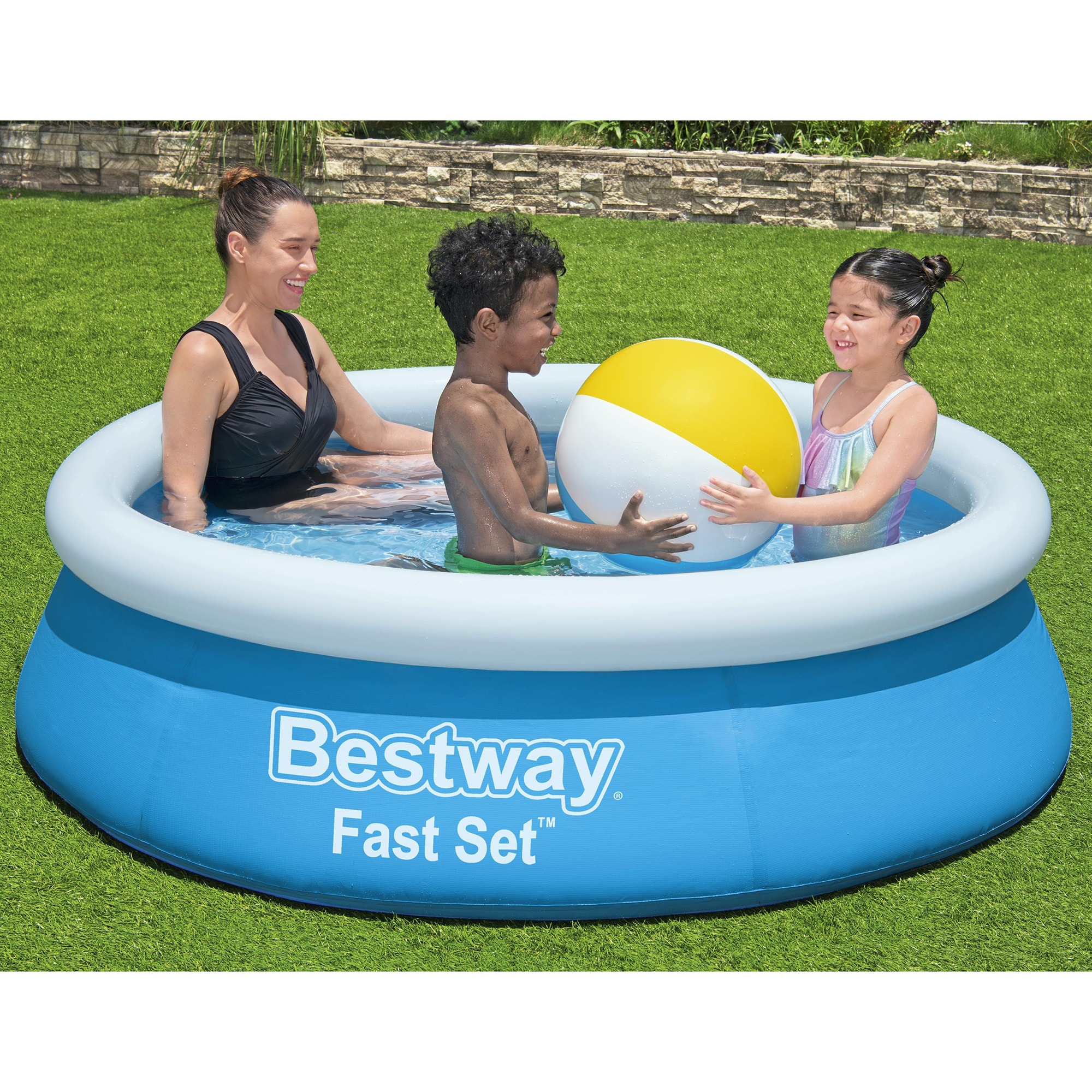 Bestway Fast Set Inflatable Round Pool Above Ground Splash And Wade ...