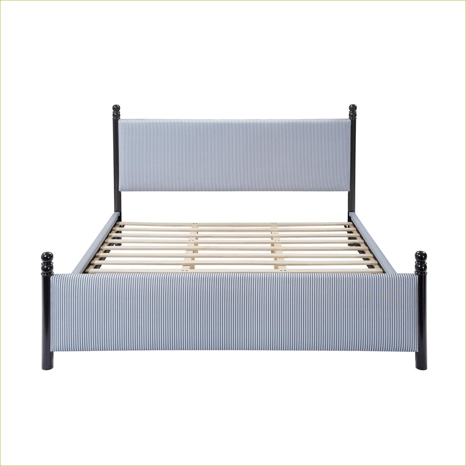 Watnature High-Profile Upholstered King Bed Striped Fabric Solid ...