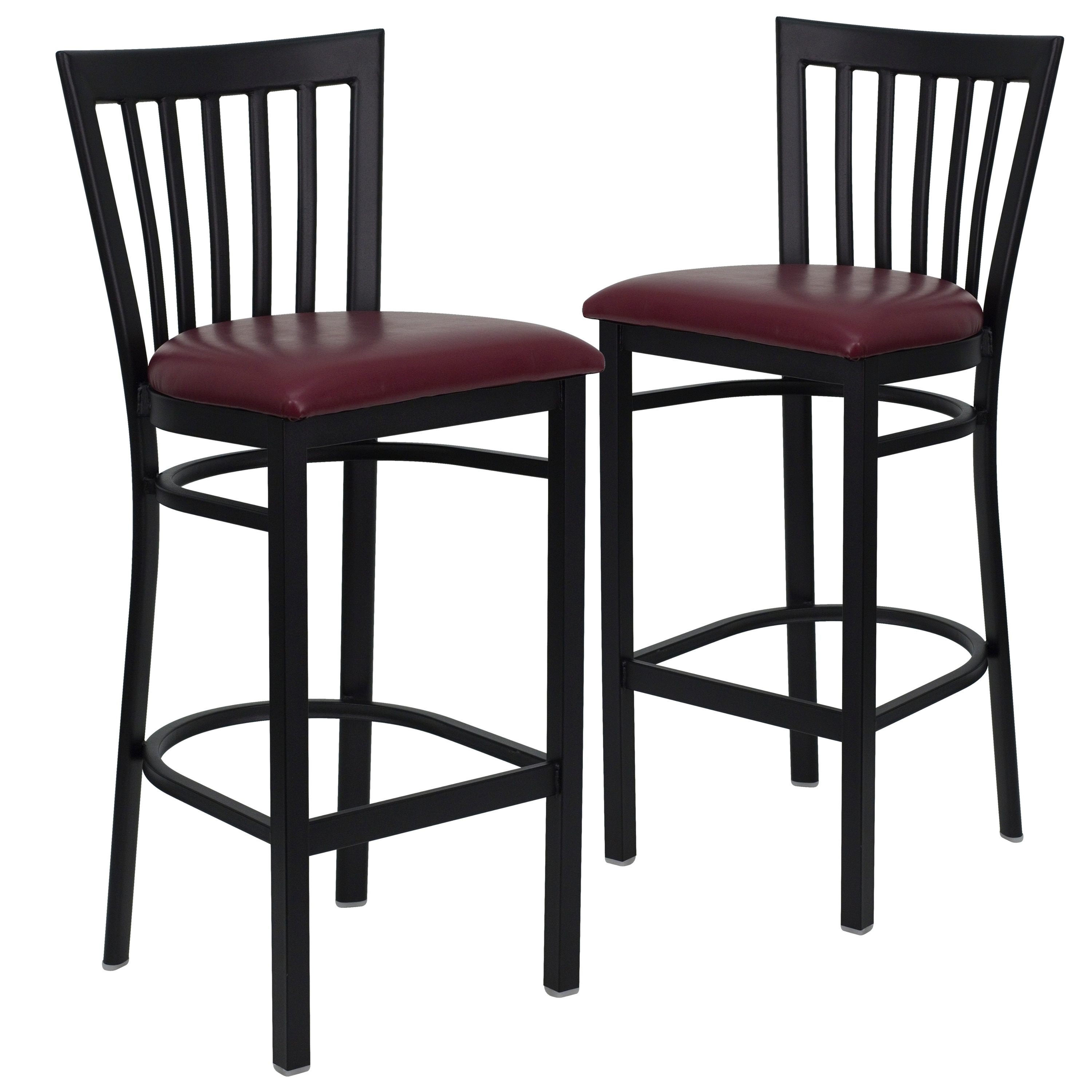 Emma + Oliver 2 Pack Black School House Back Metal Restaurant Barstool ...